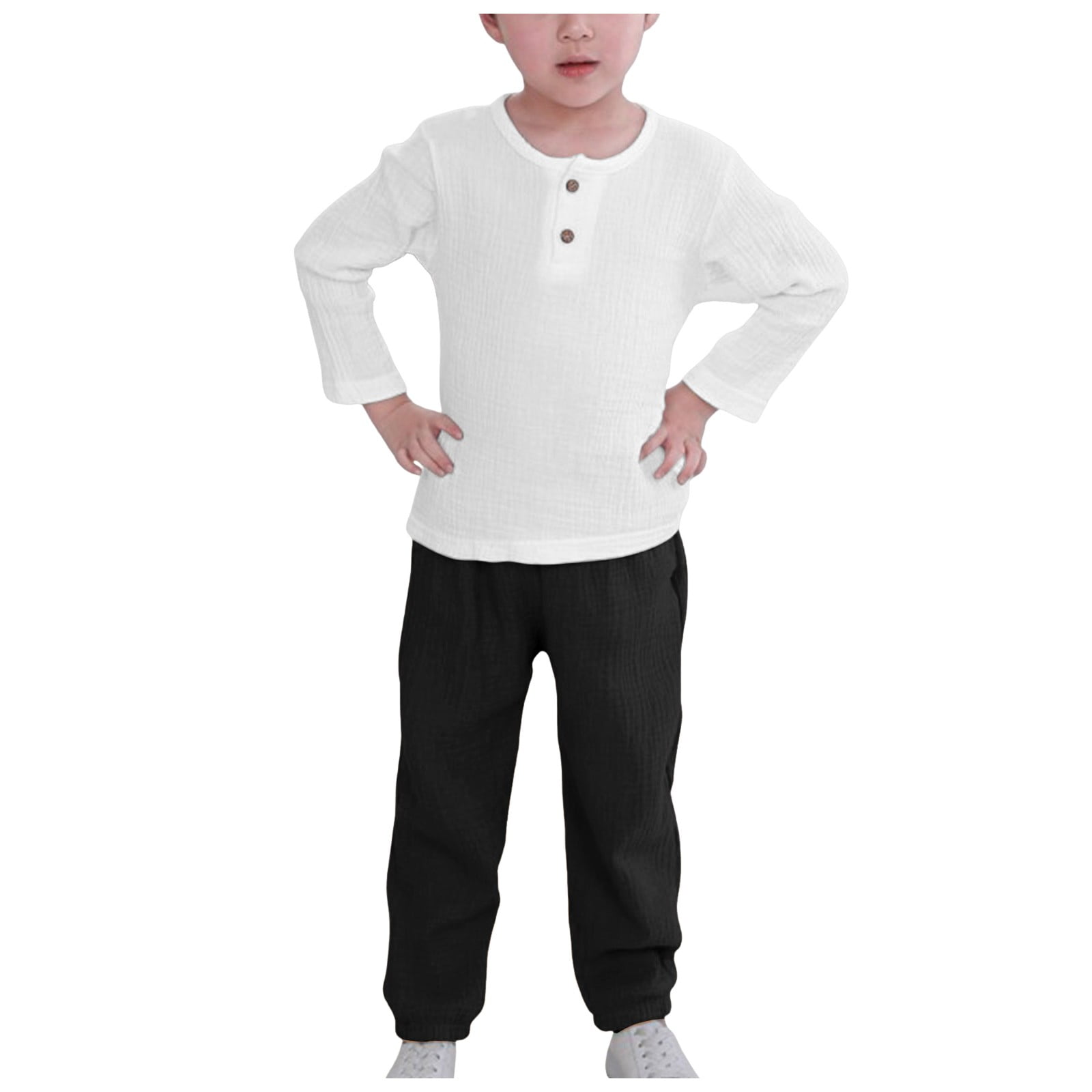 Caqnni Fall Winter Little Boy Clothes 2Pcs Cotton Crewneck Sweatshirt ...