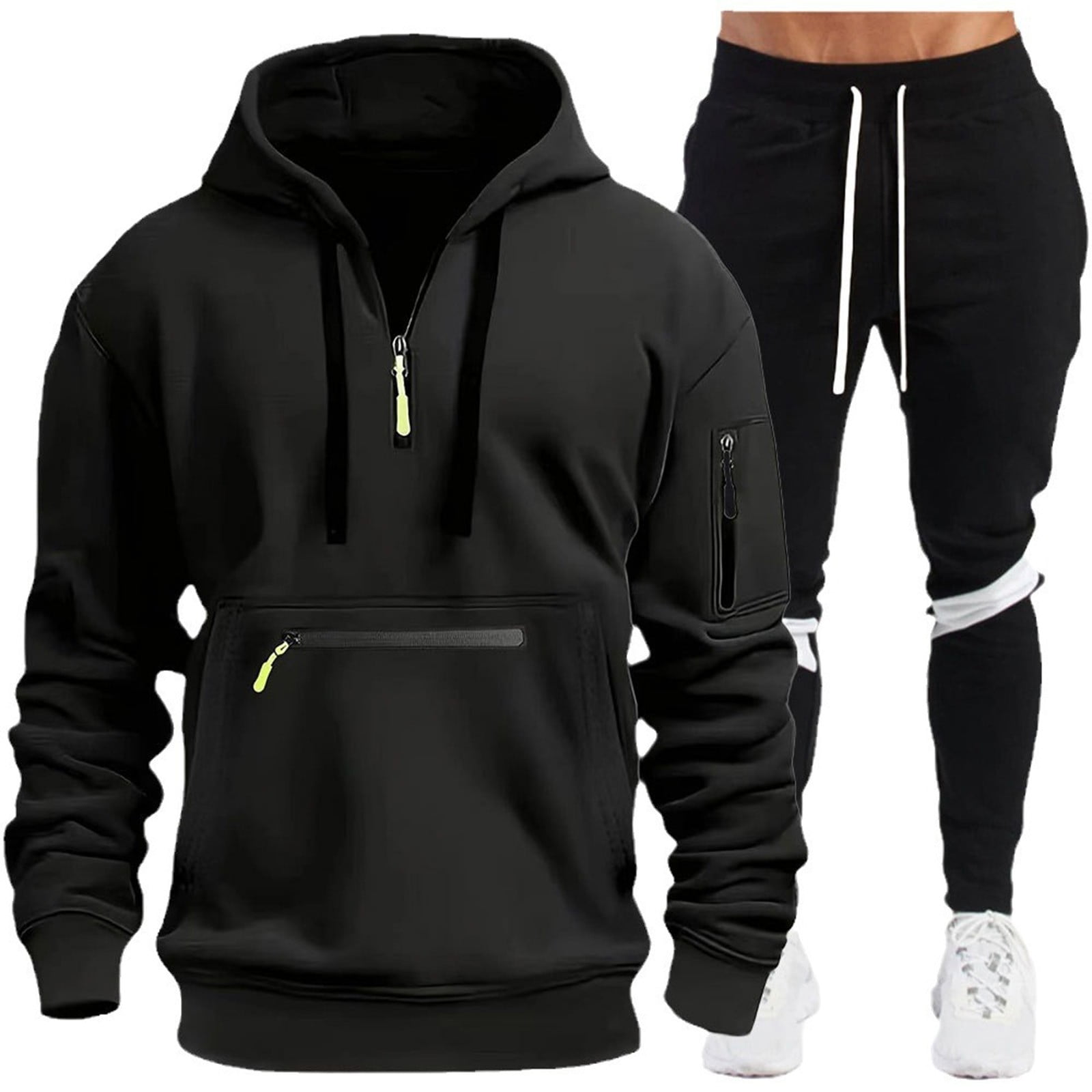 Caqnni Fall Winter Men's Tracksuits 2 Piece Athletic Outfit Hoodie ...