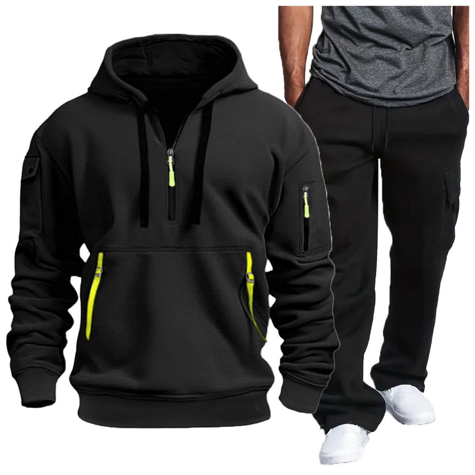 Caqnni Fall and Winter Mens Tracksuit Gym Outfits for Men Casual ...