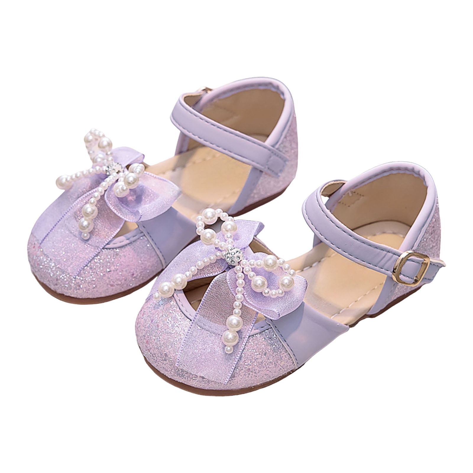 Caqnni Flower Girl Ballet Flats Pearls Bow Ballerina Mary Jane Princess ...