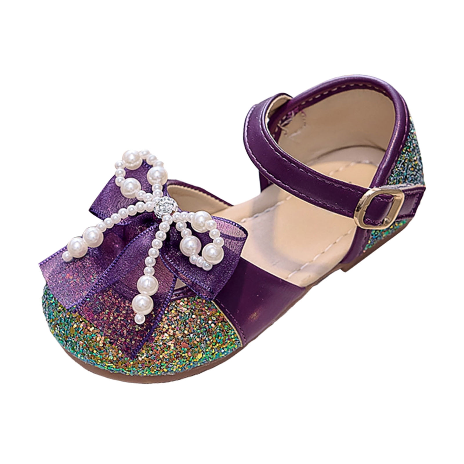 Caqnni Flower Girl Ballet Flats Pearls Bow Ballerina Mary Jane Princess ...