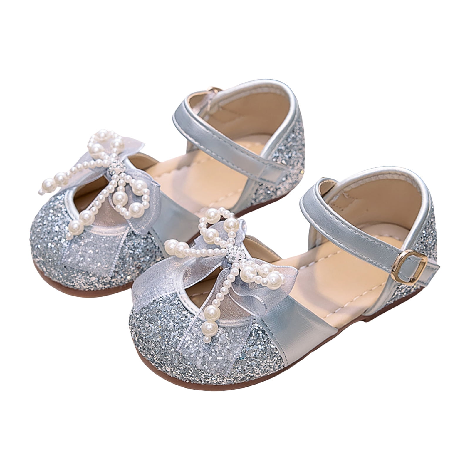 Caqnni Flower Girl Ballet Flats Pearls Bow Ballerina Mary Jane Princess ...