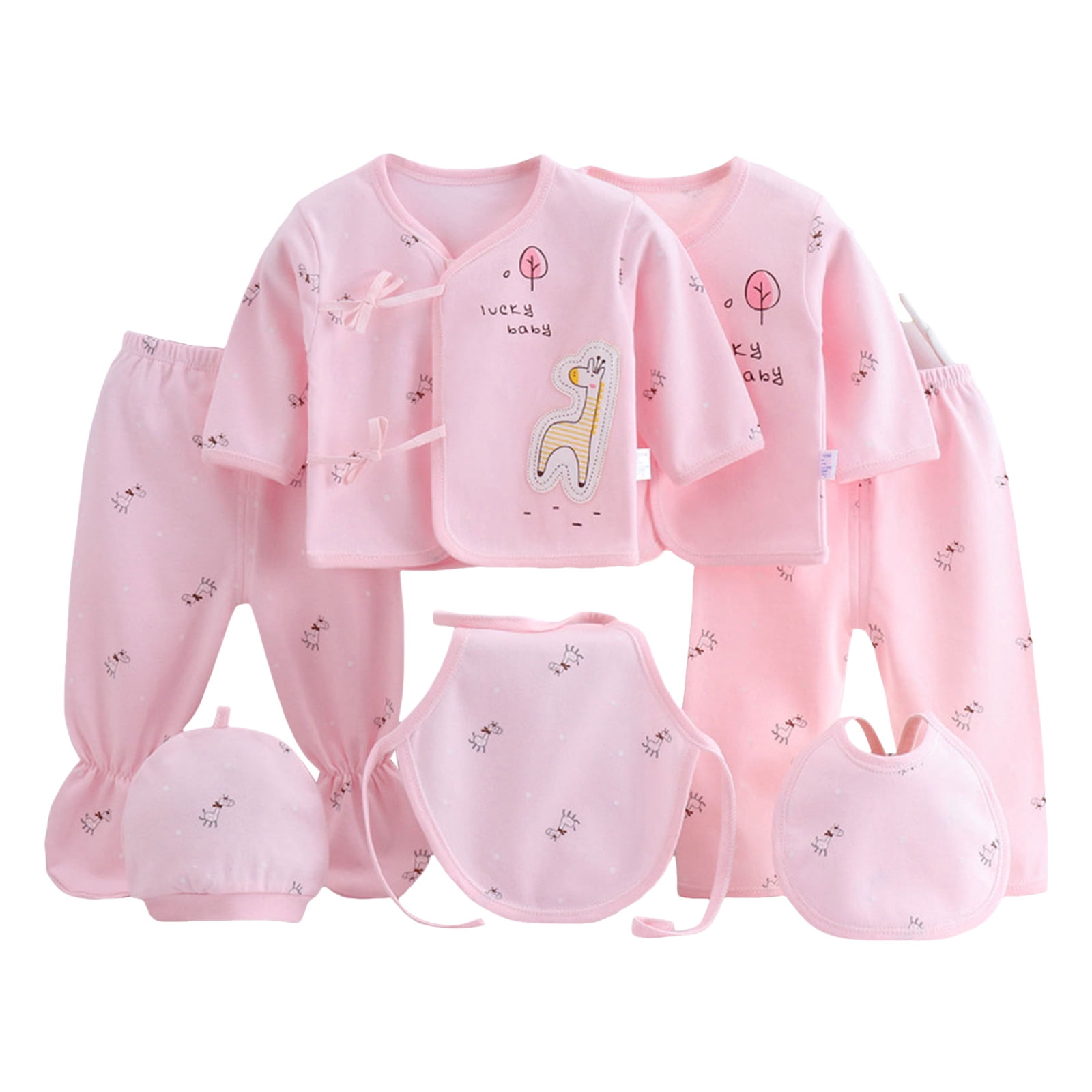 Caqnni Girl Boy Clothes UnisexBaby Boys Outfits Tops+Hat+Pants +Bib Gifts Layette Set 5PCS ...