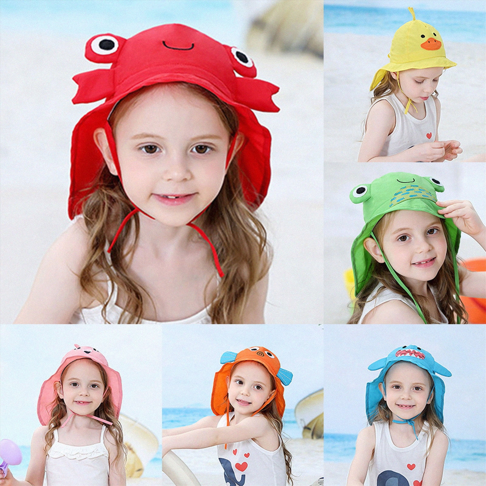 Caqnni Girls Boys Sun Hat XL Cute Cartoon Outdoor Wide Brimmed ...