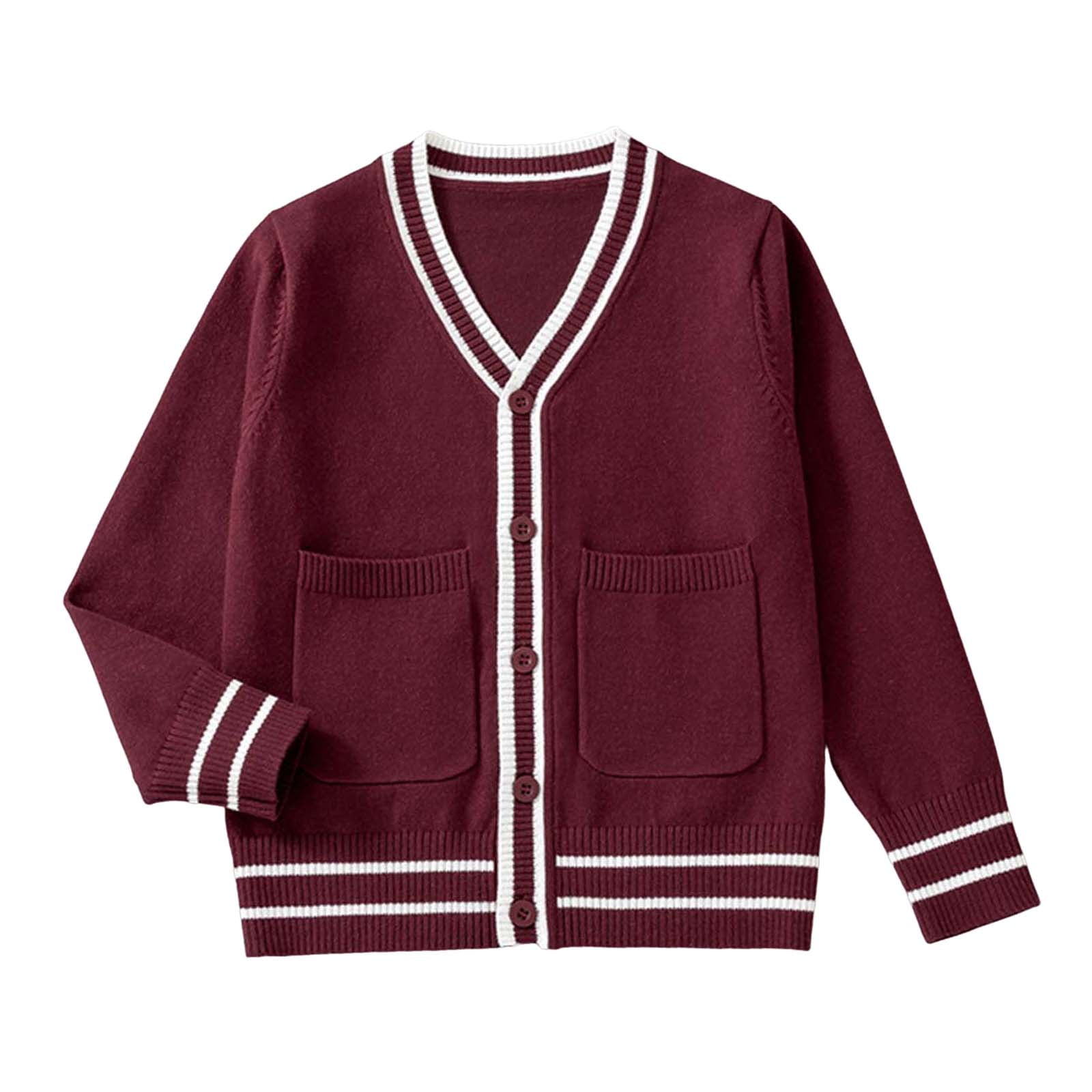 Caqnni Girls Cardigan Sweater Toddler Long Sleeve Button Knit Solid ...