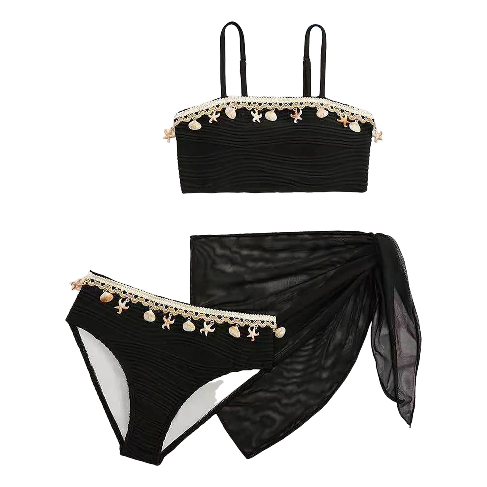 Caqnni Girls Swimsuit 3 Piece Bathing Suit Bikini Set Girls' Swimwear ...