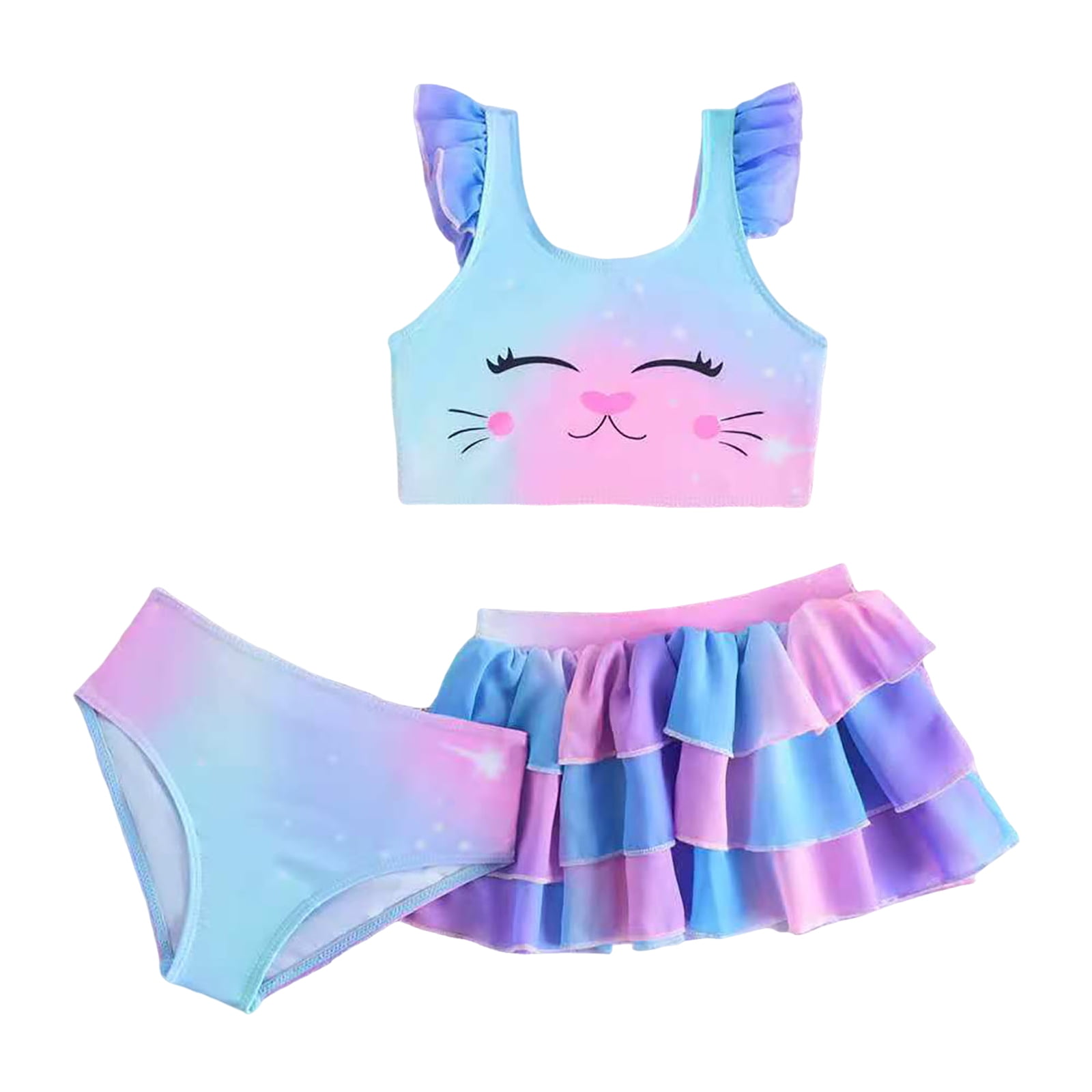 Caqnni Girls Swimsuits Two Piece Bikini Set Ruffle Bathing Suit with ...