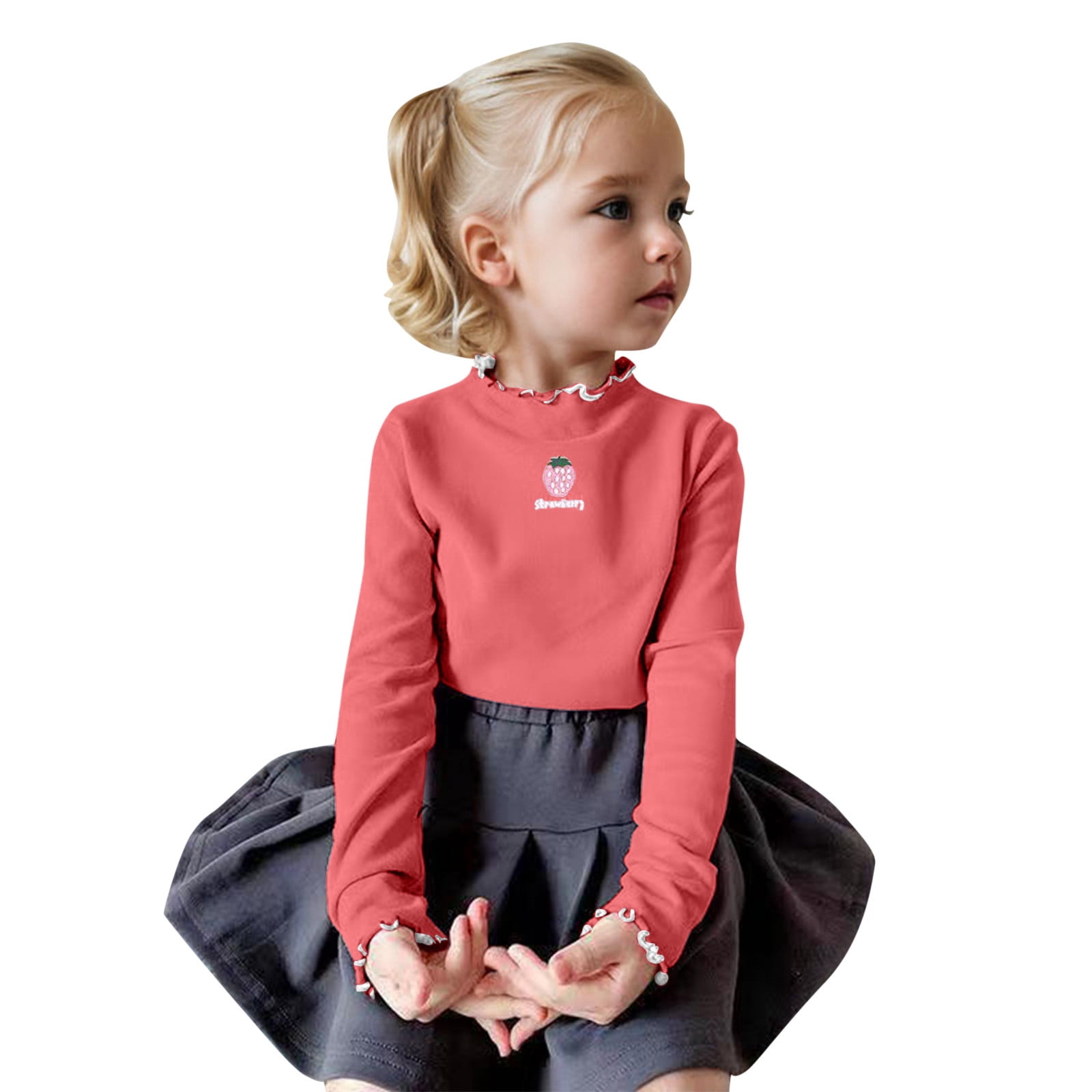 Caqnni Girls Tunic Tops Cute Long Sleeve Tunic Tops Casual Loose Ruffle ...