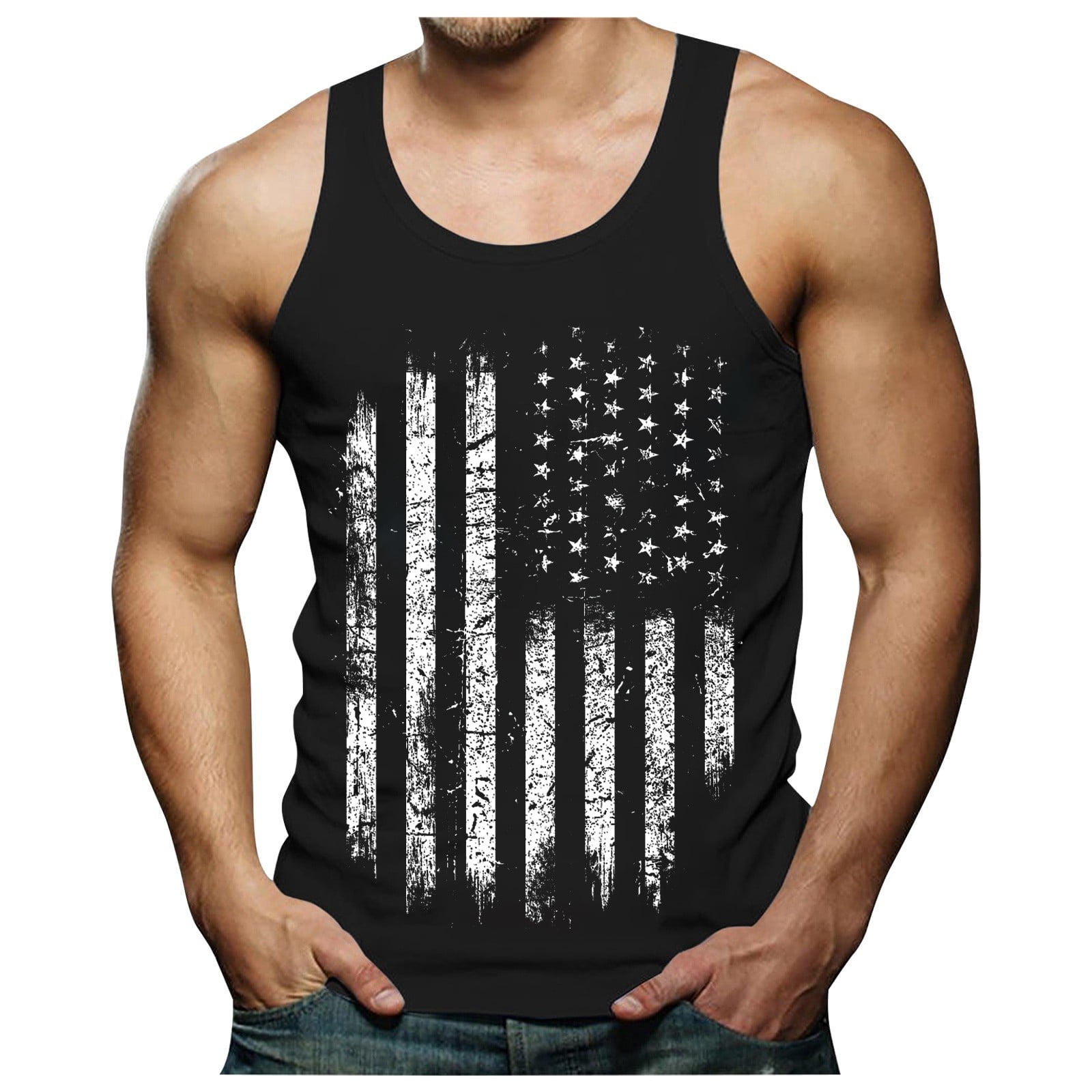 Caqnni Independence Day Tank Tops for Men American Flag Print Patriotic ...