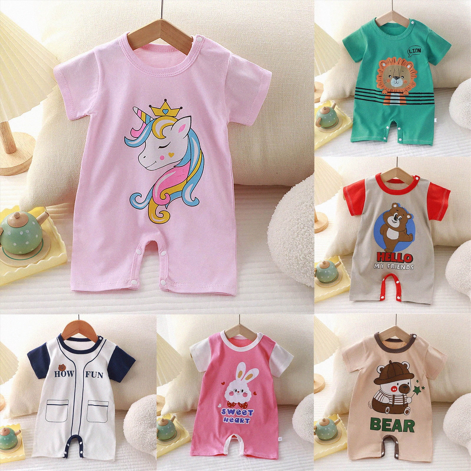 Caqnni Infant 6-9 Months Sleep & Play One-Piece Bodysuit Newborn Baby ...