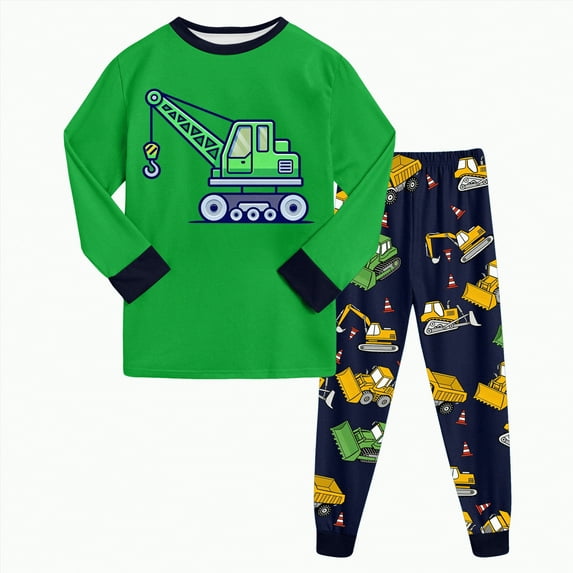 Caqnni Kids No-Fuss Lounge Set 2 Piece Long Sleeve Outfit with Pull-On ...