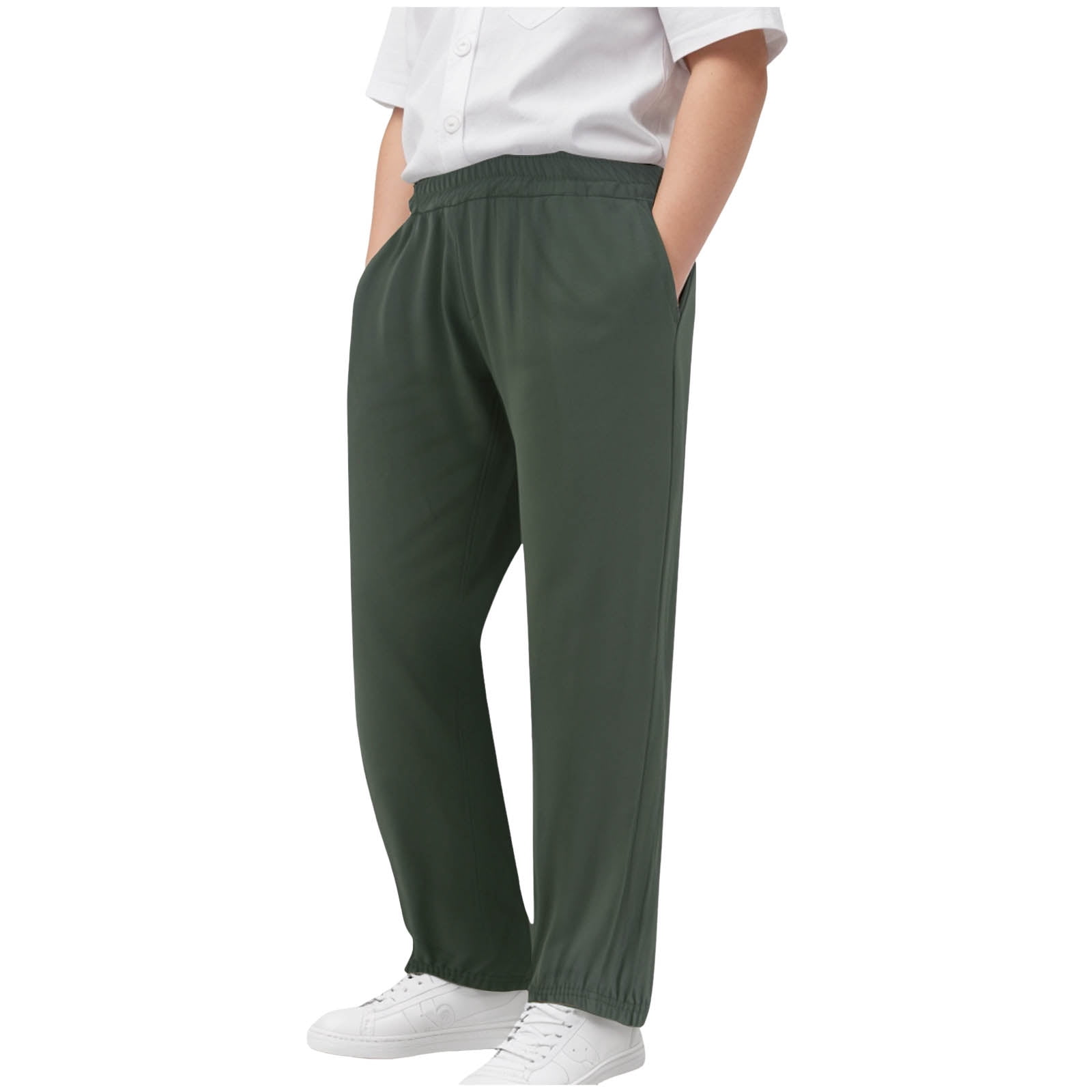 Caqnni Little Boys Casual Pants Cotton Twill Elastic Drawstring Waist ...