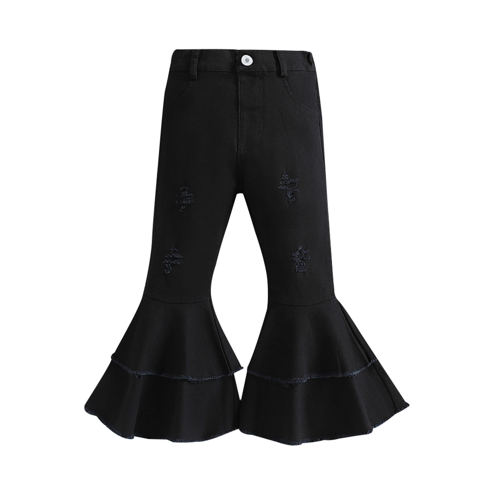Caqnni Little Girls Cargo Pants Lightweight Wide Leg Streetwear with ...
