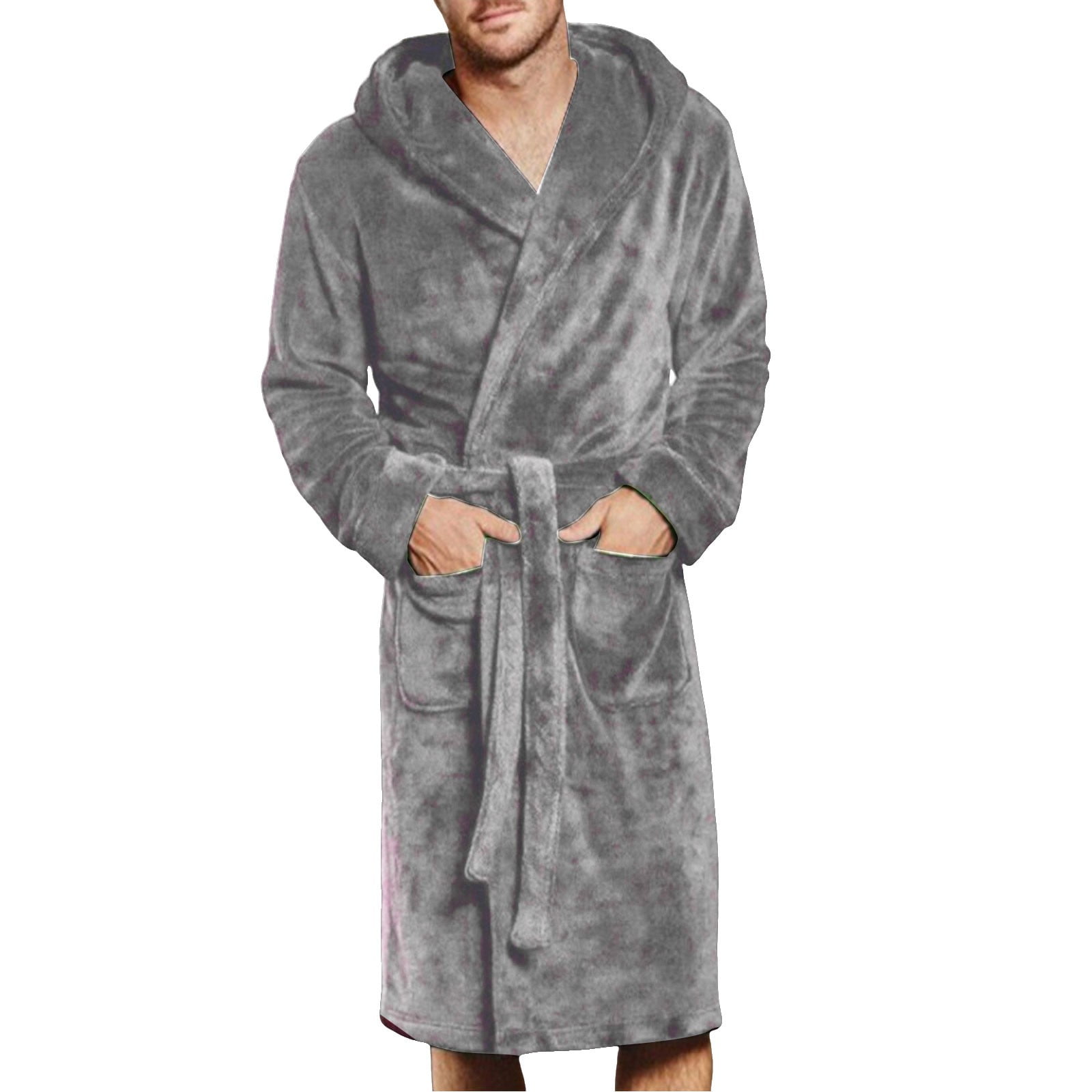 Caqnni Men Hooded Bathrobe For Men 100 Cotton Terry Bathrobes with Hood ...