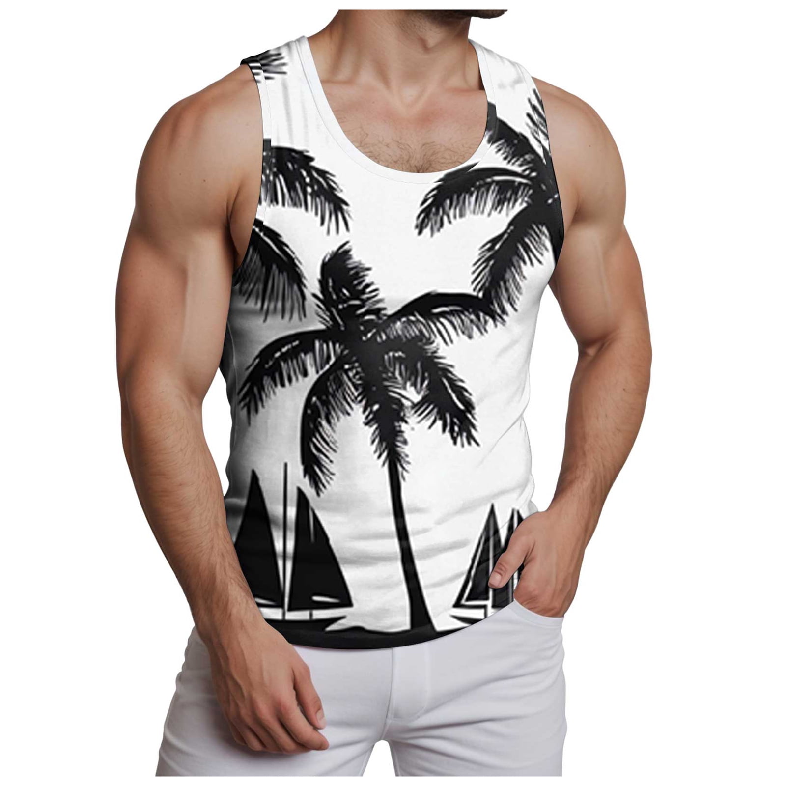 Caqnni Men Workout Tank Top Gym Bodybuilding Sleeveless Muscle Tee ...