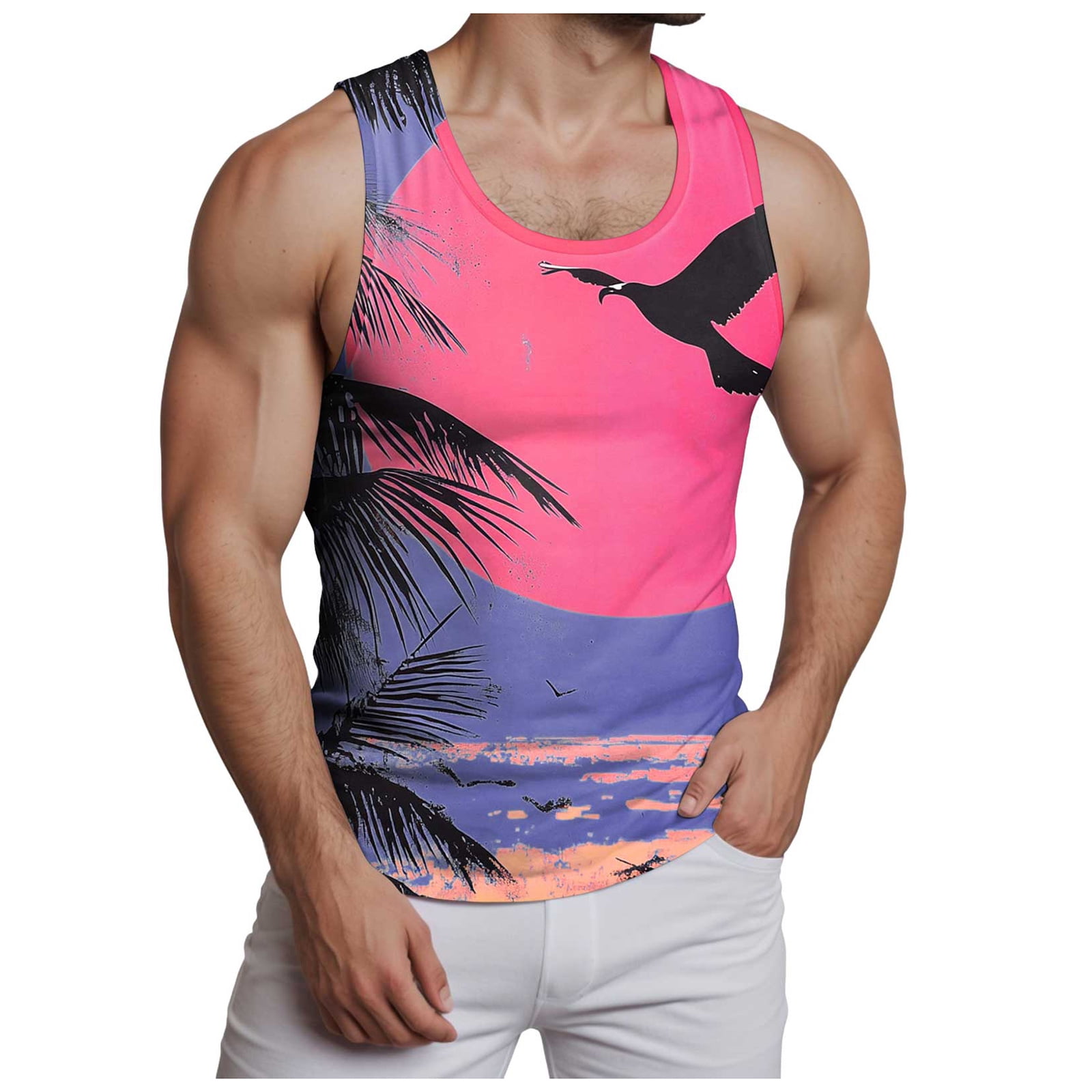 Caqnni Men Workout Tank Top Gym Bodybuilding Sleeveless Muscle Tee ...