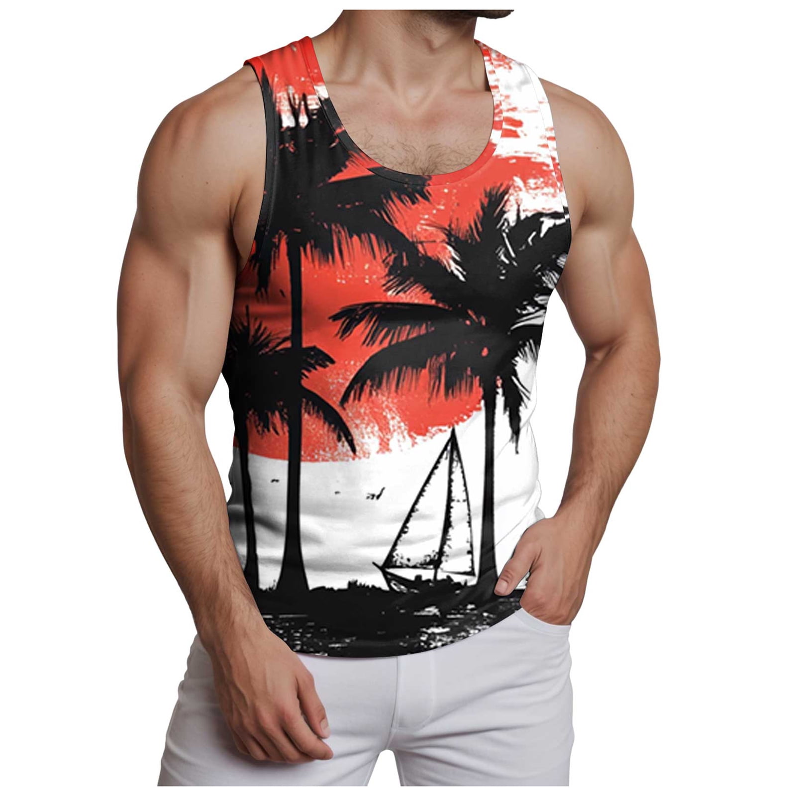 Caqnni Men Workout Tank Top Gym Bodybuilding Sleeveless Muscle Tee ...