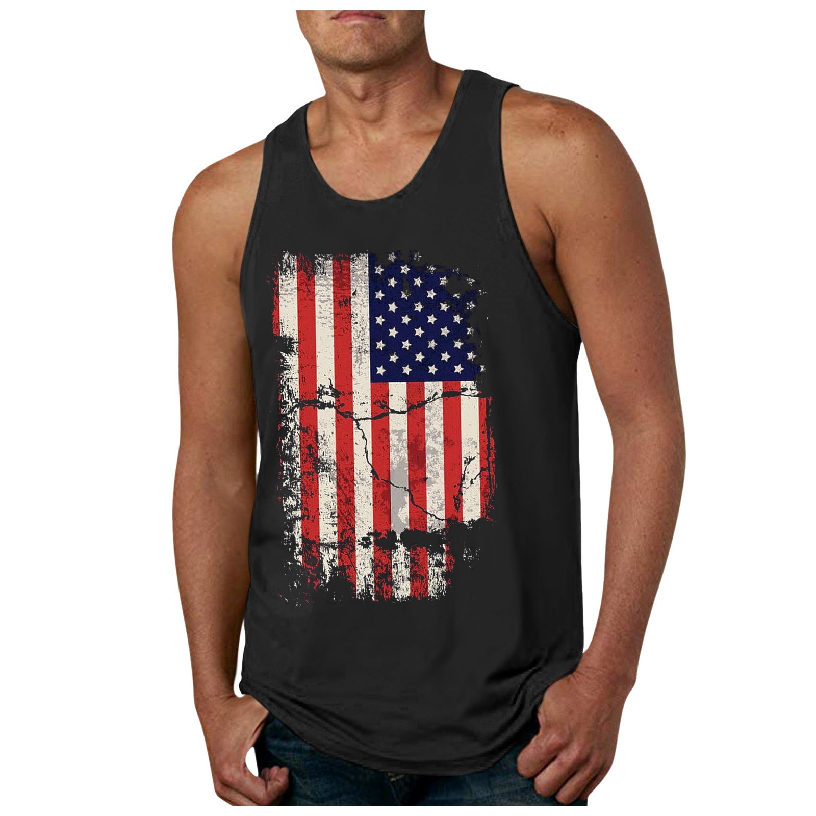Caqnni Men's American Flag Tank Tops 1776 4th of July Shirts Casual ...