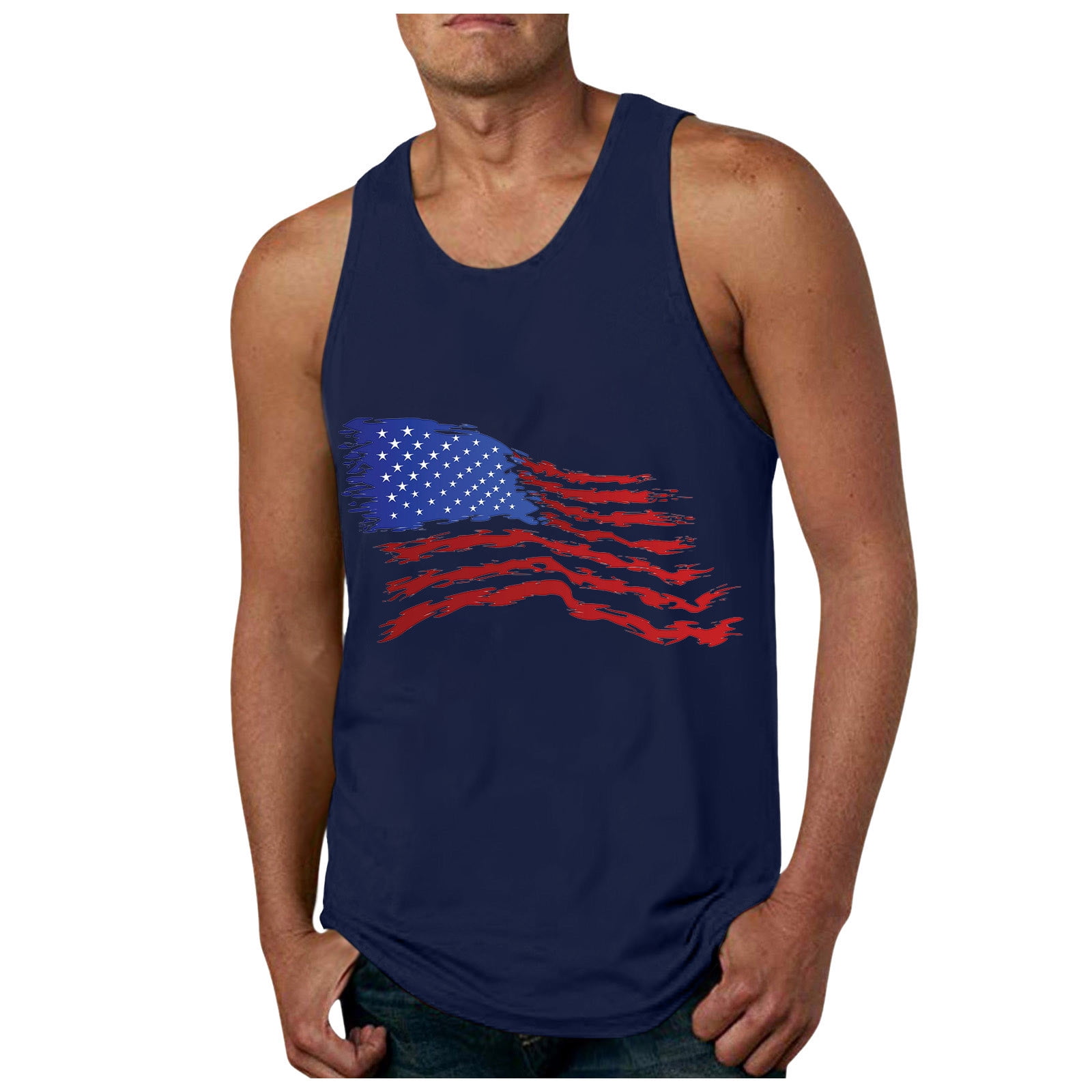 Caqnni Men's American Flag Tank Tops Sleeveless Shirts Patriotic ...