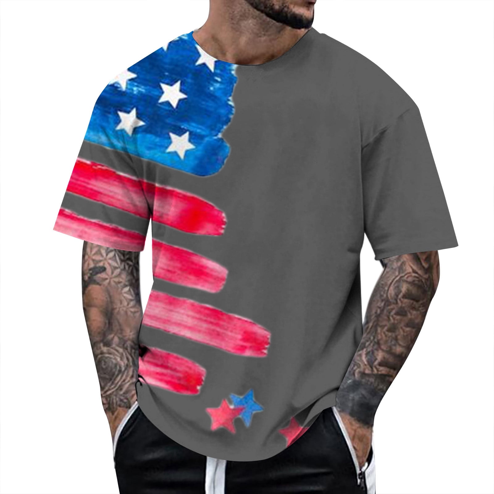 Caqnni Men's American Flag USA Flag Shirts Patriotic 4th of July ...