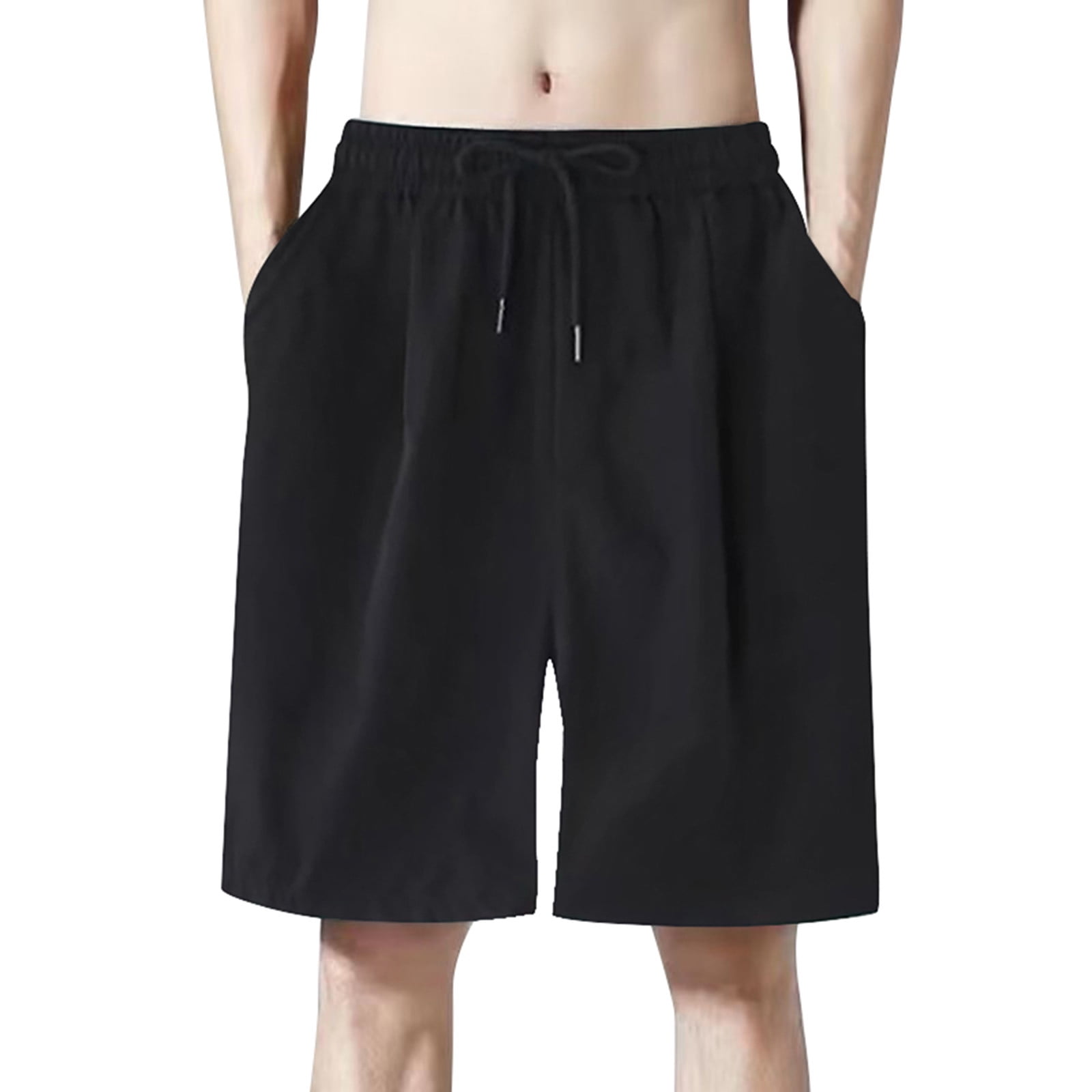 Caqnni Men's Casual Cotton Shorts Summer Beach Short Drawstring Quick ...