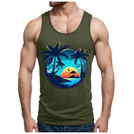 Caqnni Men's Casual Tank Tops Knit Lightweight Tee Muscle Basic ...