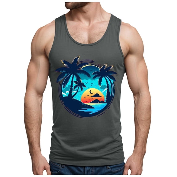 Caqnni Men's Casual Tank Tops Knit Lightweight Tee Muscle Basic ...