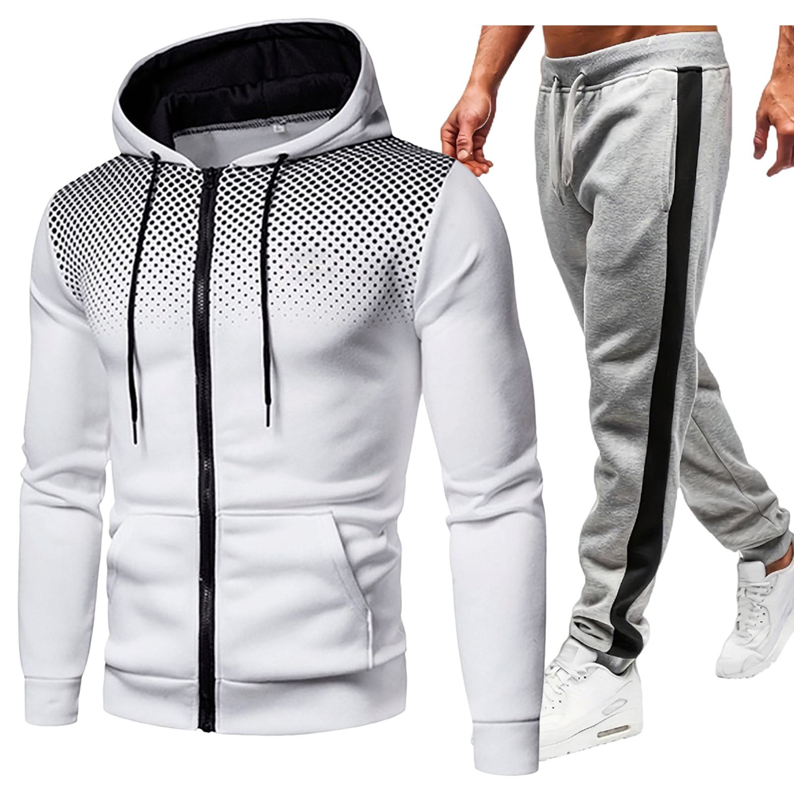 Caqnni Men's Fall Tracksuits Set 2 Piece Full-Zip Jogging Athletic ...