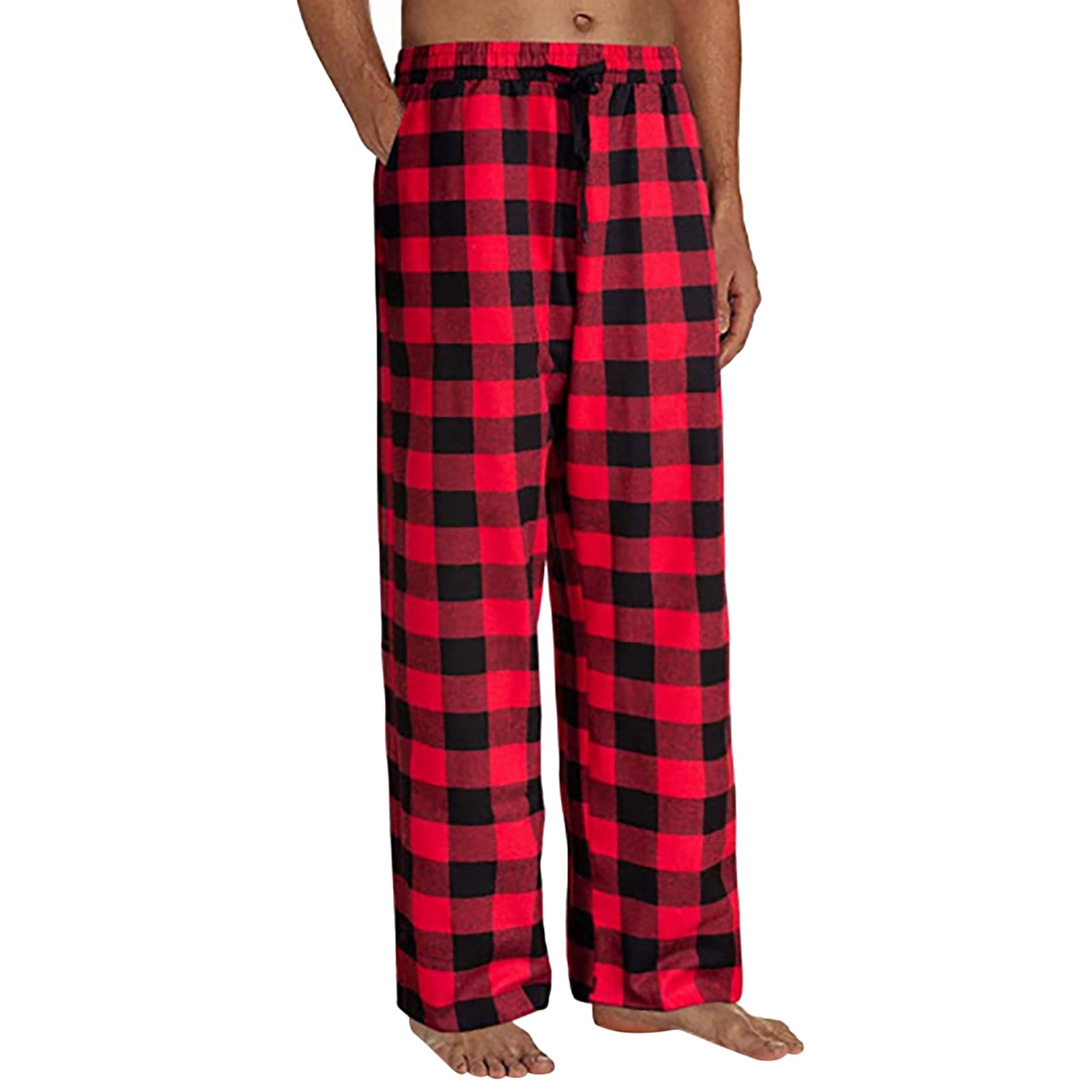 Caqnni Men's Flannel Pajama Pants, Comfortable Woven Sleepwear Bottoms ...