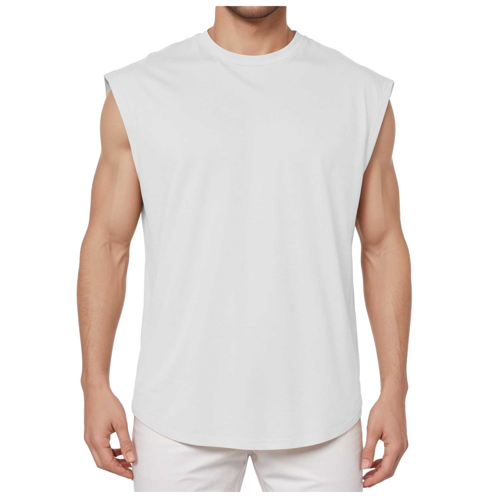 Caqnni Men's Gym Tank Tops Workout Muscle Tee Sleeveless Bodybuilding ...