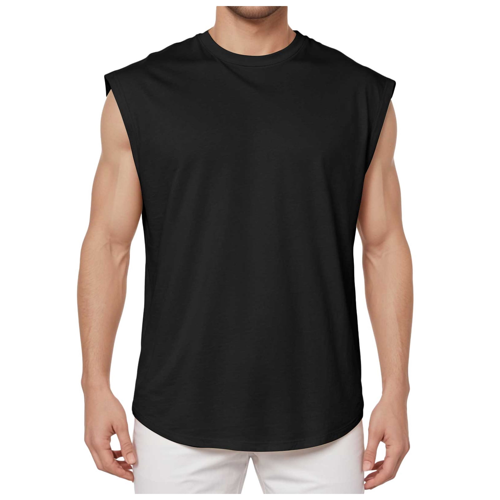 Caqnni Men's Gym Tank Tops Workout Muscle Tee Sleeveless Bodybuilding ...