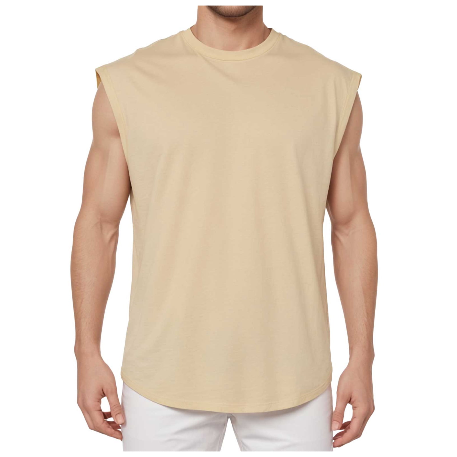 Caqnni Men's Gym Tank Tops Workout Muscle Tee Sleeveless Bodybuilding ...