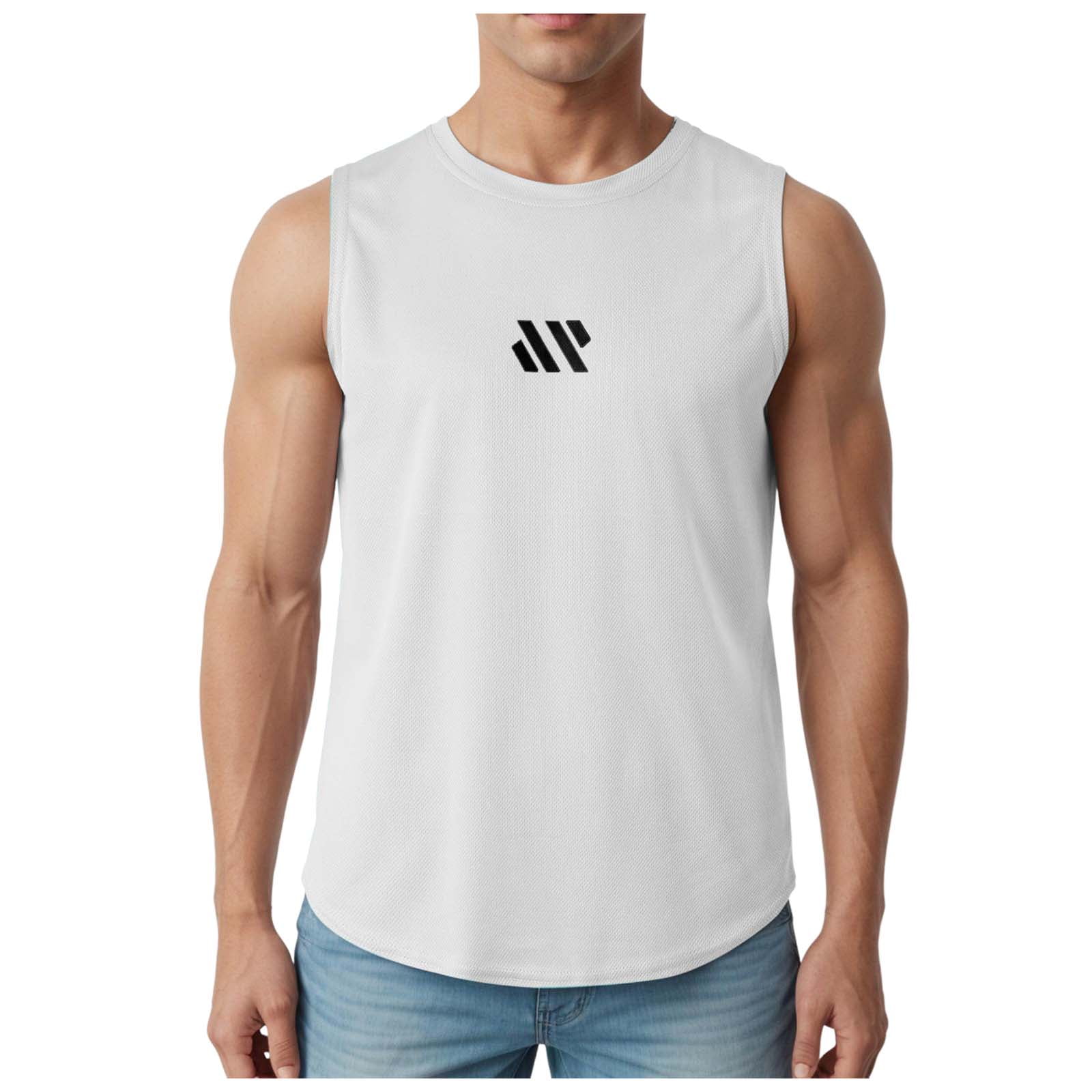 Caqnni Men's Gym Tank Tops Workout Muscle Tee Sleeveless Fitness ...