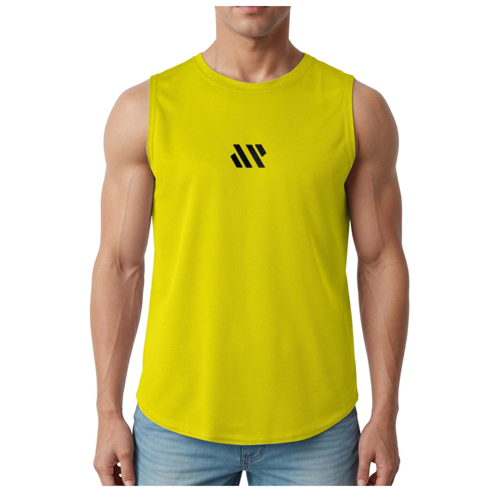 Caqnni Men's Gym Tank Tops Workout Muscle Tee Sleeveless Fitness ...