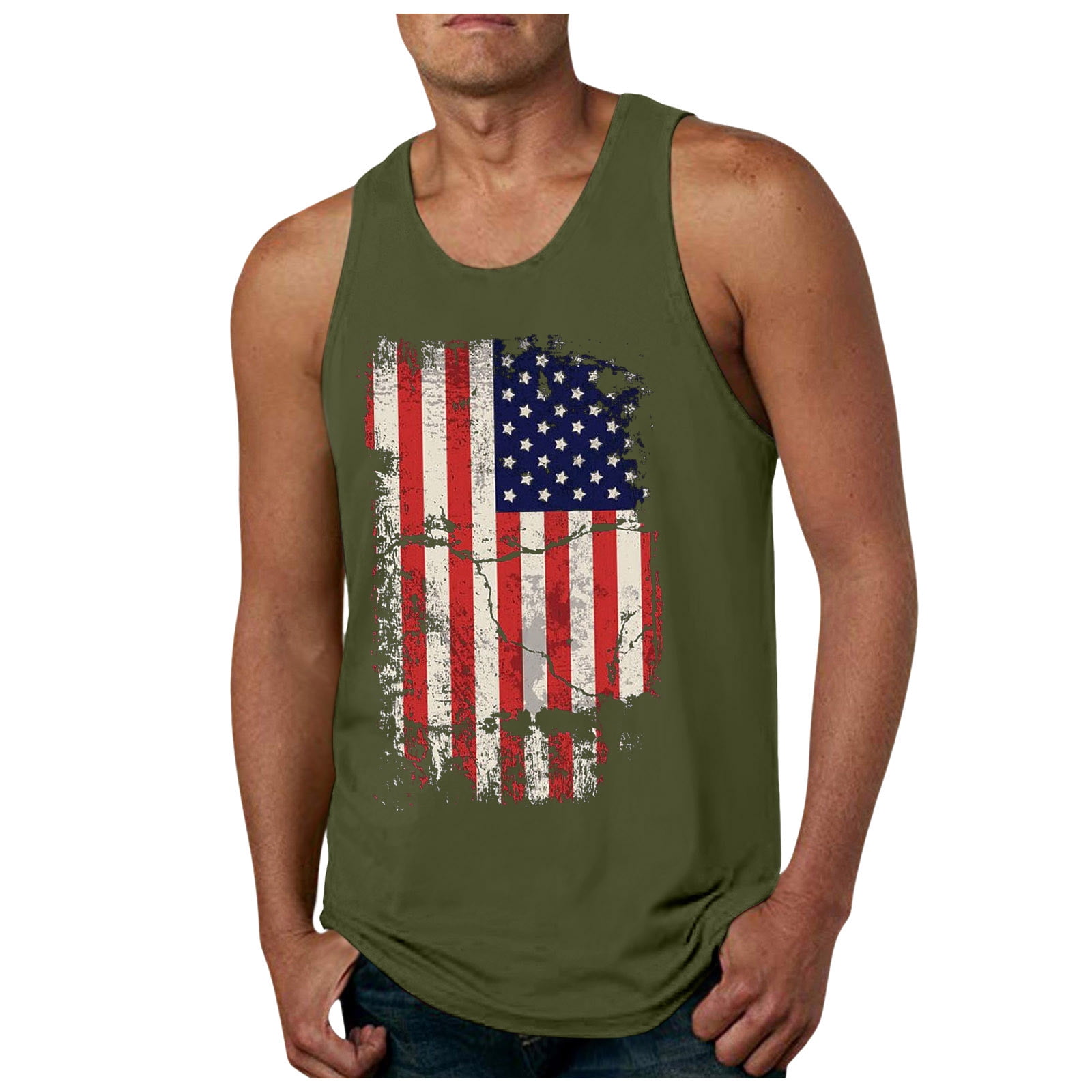 Caqnni Men's Muscle Tank Top Shirts Sleeveless Pleated Bodybuilding Gym ...