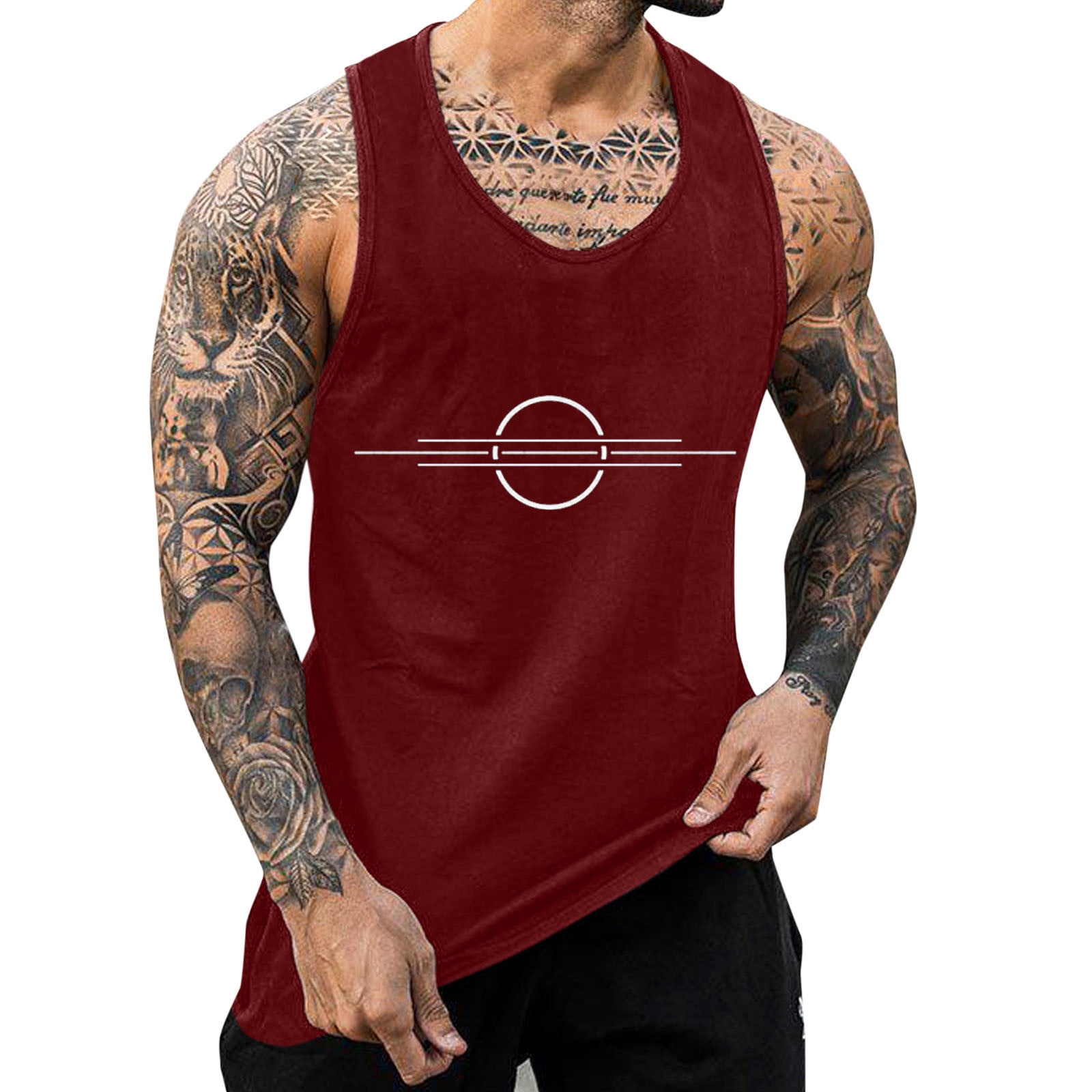 Caqnni Men's Muscle Tank Tops Workout Gym Tanks Casual Sleeveless T ...