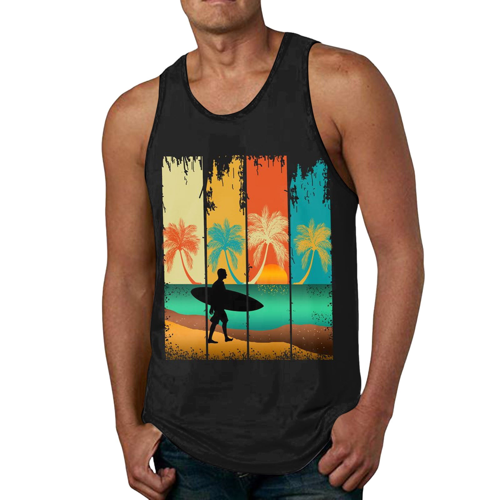 Caqnni Men's Quick Dry Workout Tank Top Gym Muscle Tee Fitness ...