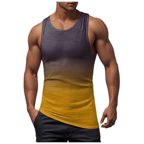 Caqnni Men's Sleeveless Tank Tops Soft Slimmer Body Neck Tank Top for ...