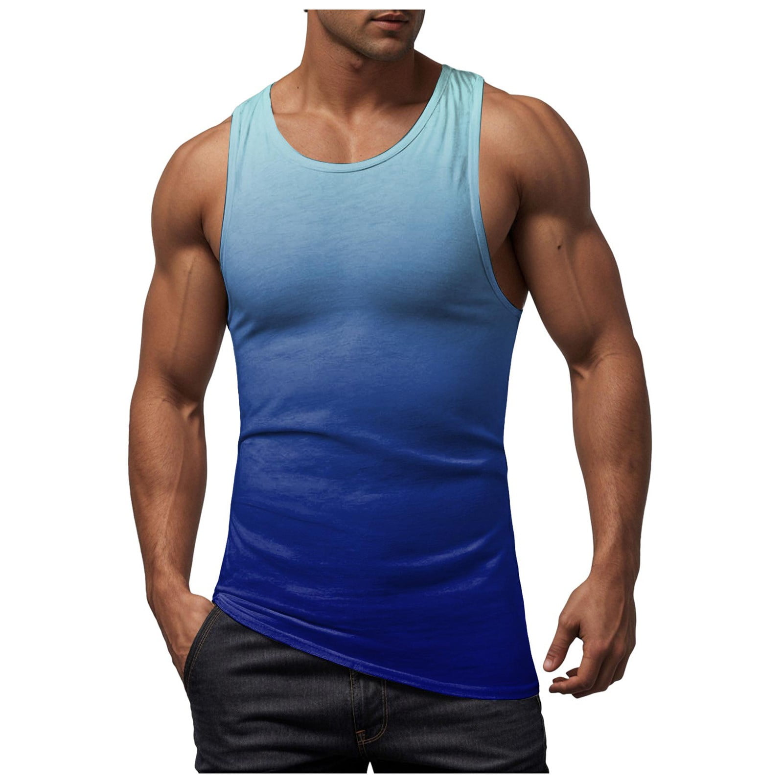 Caqnni Men's Soft Tank, Moisture Wicking, Classic Colors Muscle Shirts ...