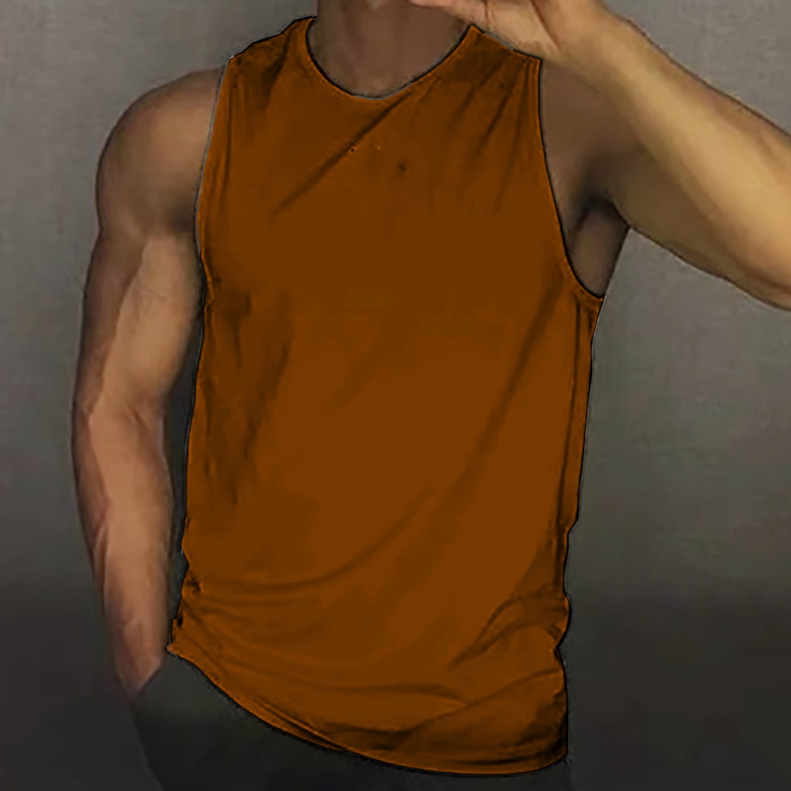 Caqnni Men's Tank Top Sleeveless Muscle Shirts Quick Dry Gym Workout ...