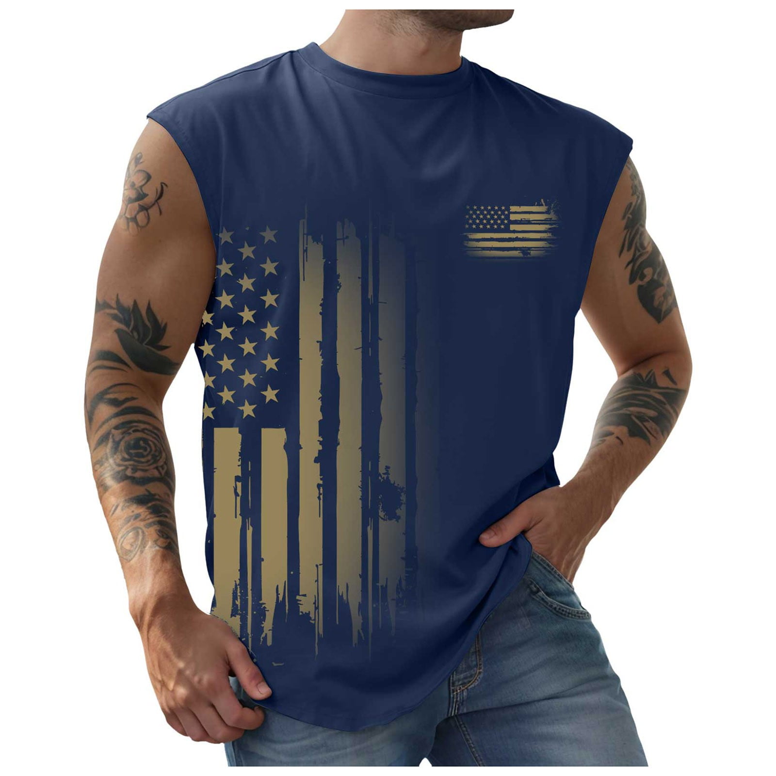 Caqnni Men's Tank Top Workout Quck Dry Sleeveless Gym Muscle Shirts ...