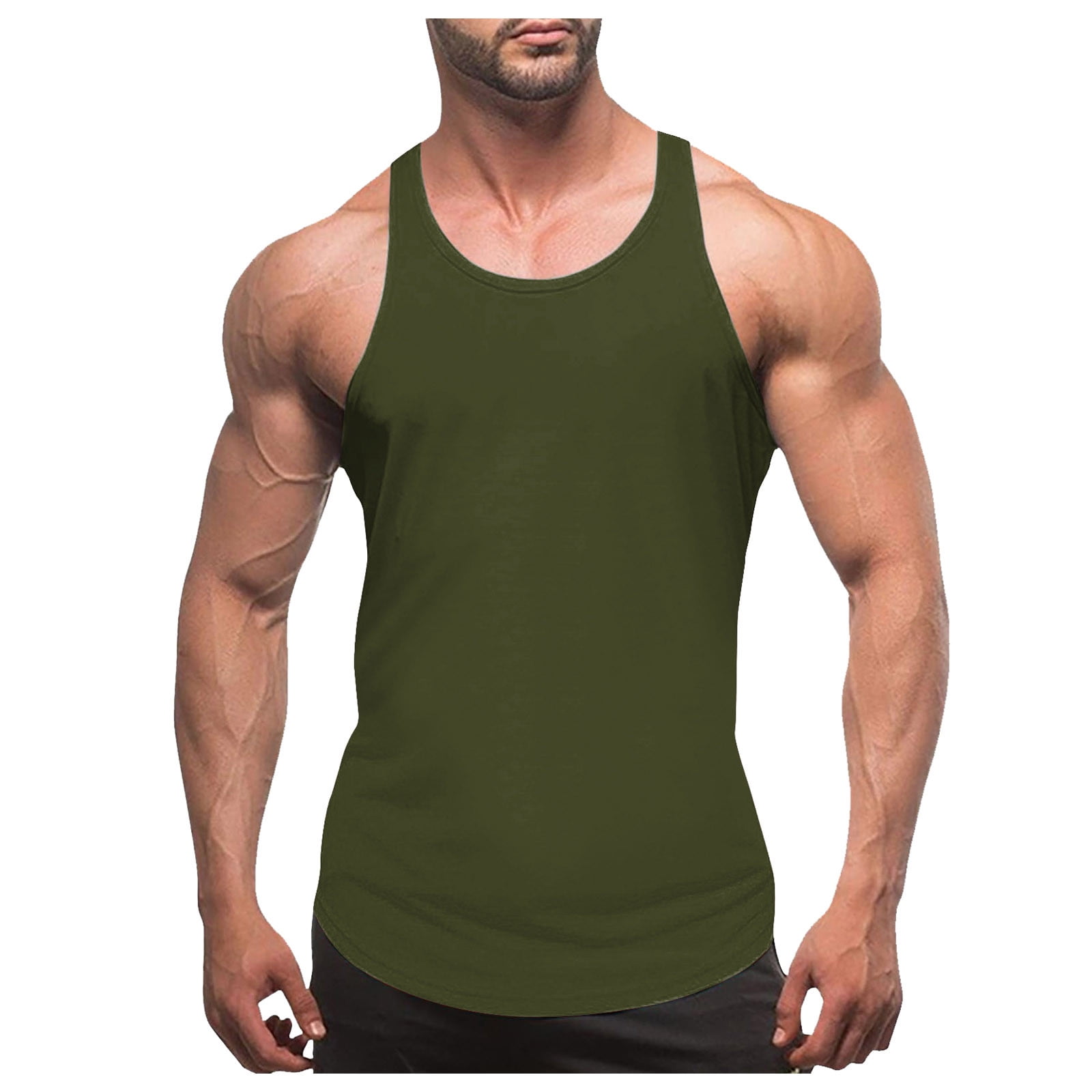 Caqnni Men's Tank Tops Gym Workout Shirt Sleeveless Muscle Fitness ...