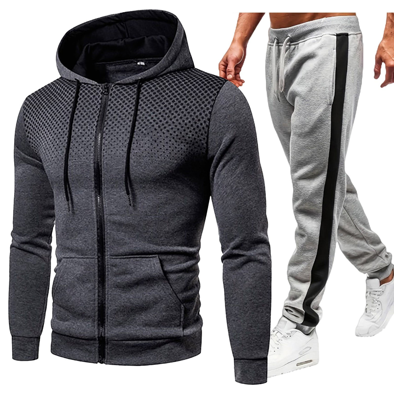 Caqnni Men's Tracksuits 2Pcs Set Full Zip Up Jacket Coat Outfits ...