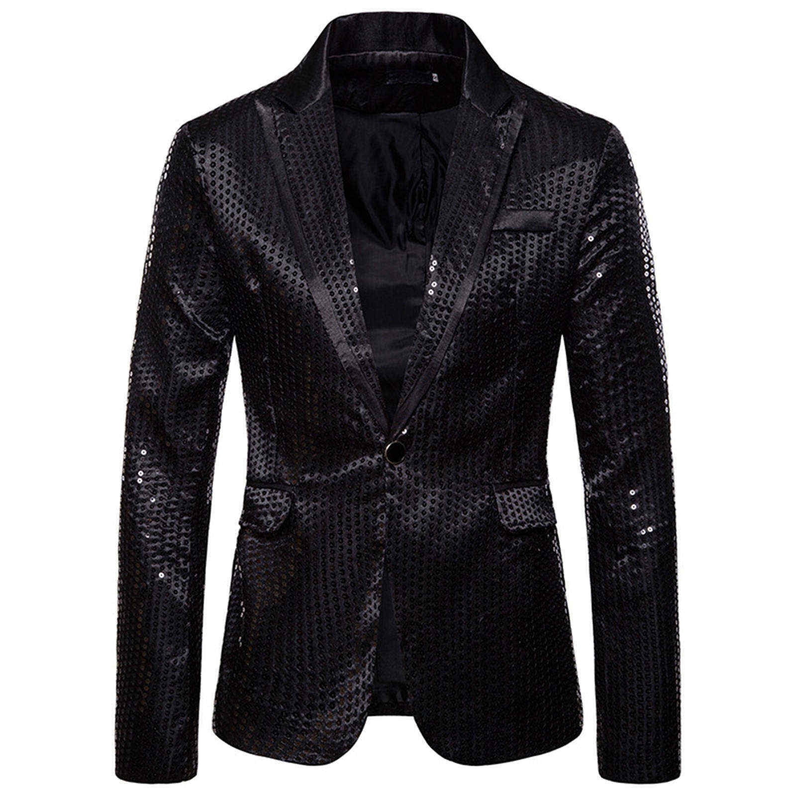 Caqnni Men's Wedding Prom Party Sequined Tuxedo Suit Jacket Blazers ...