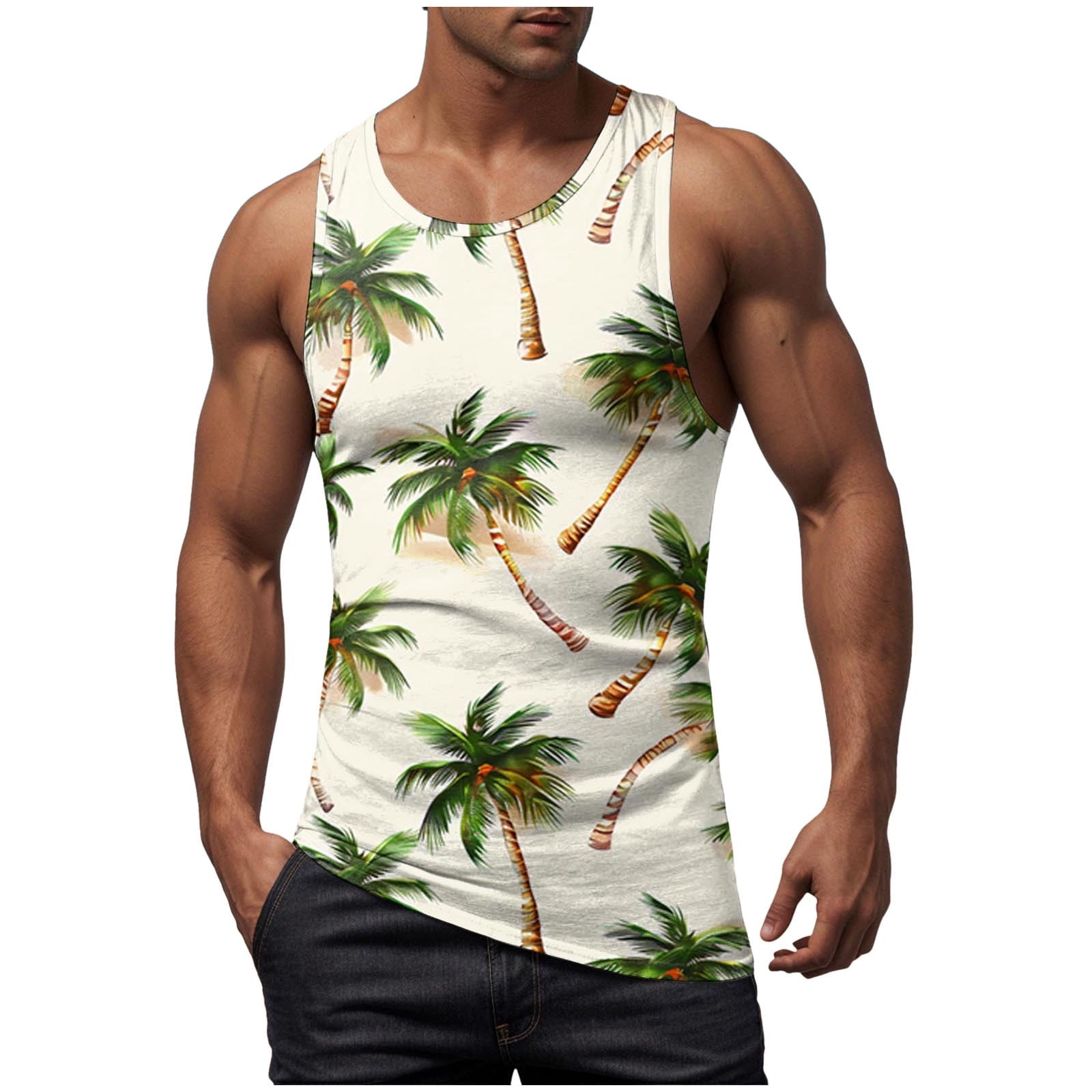 Caqnni Men's Workout Tank Top Casual Soft Sleeveless Gym Muscle Shirts ...