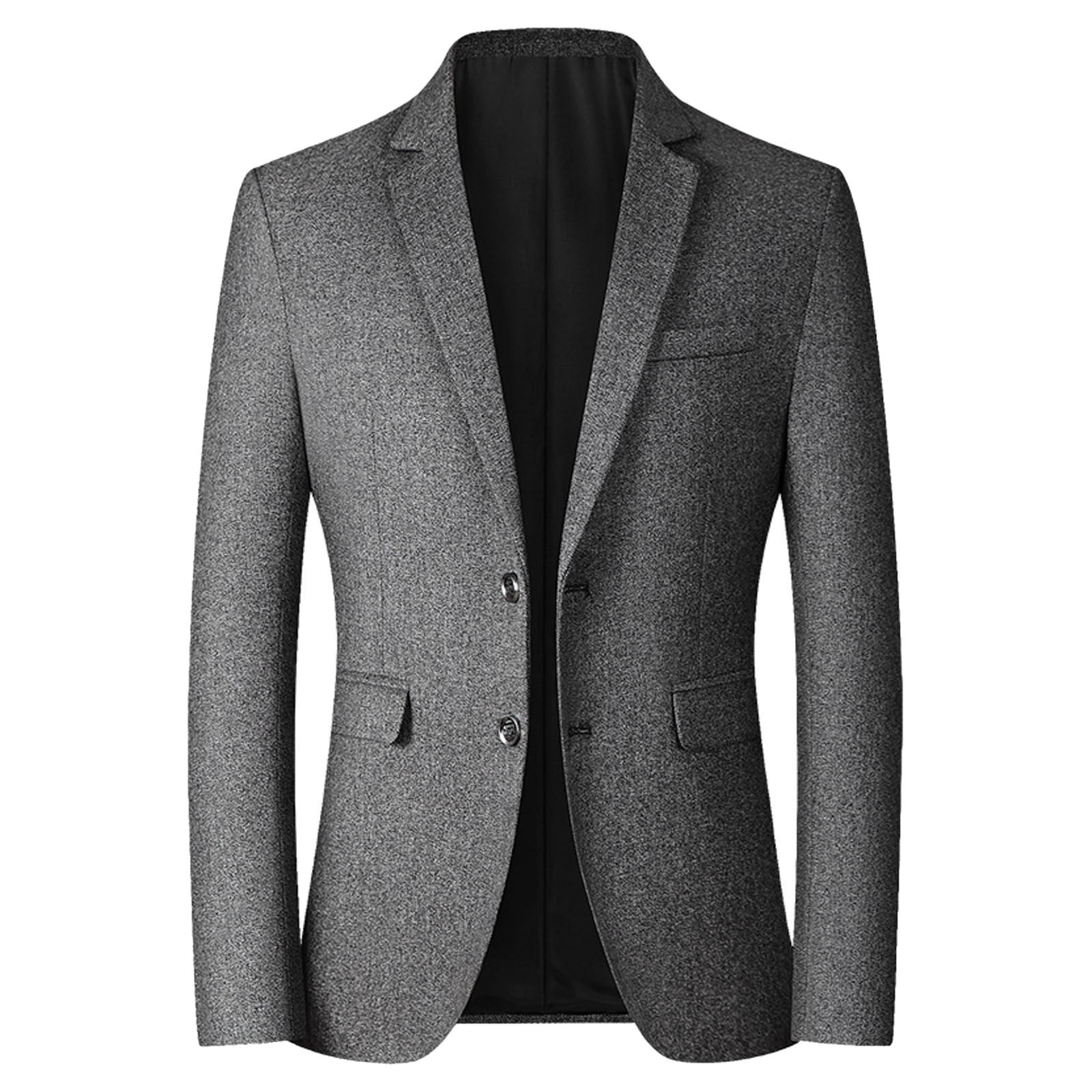 Caqnni Mens Blazer Casual Sport Coat Two Buttons Lightweight Business ...