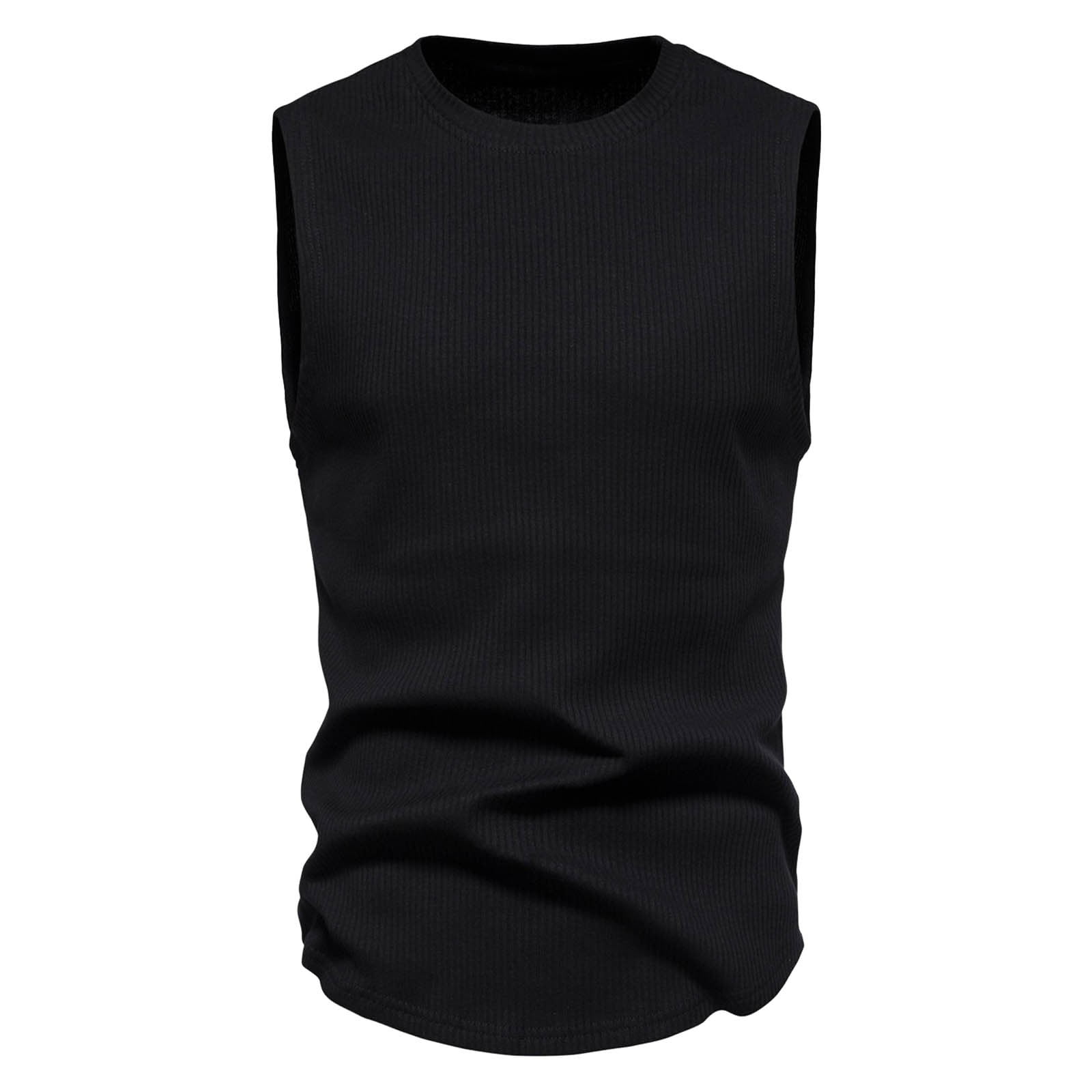 Caqnni Mens Compression Undershirts Body Control Vest Workout (Black,L ...