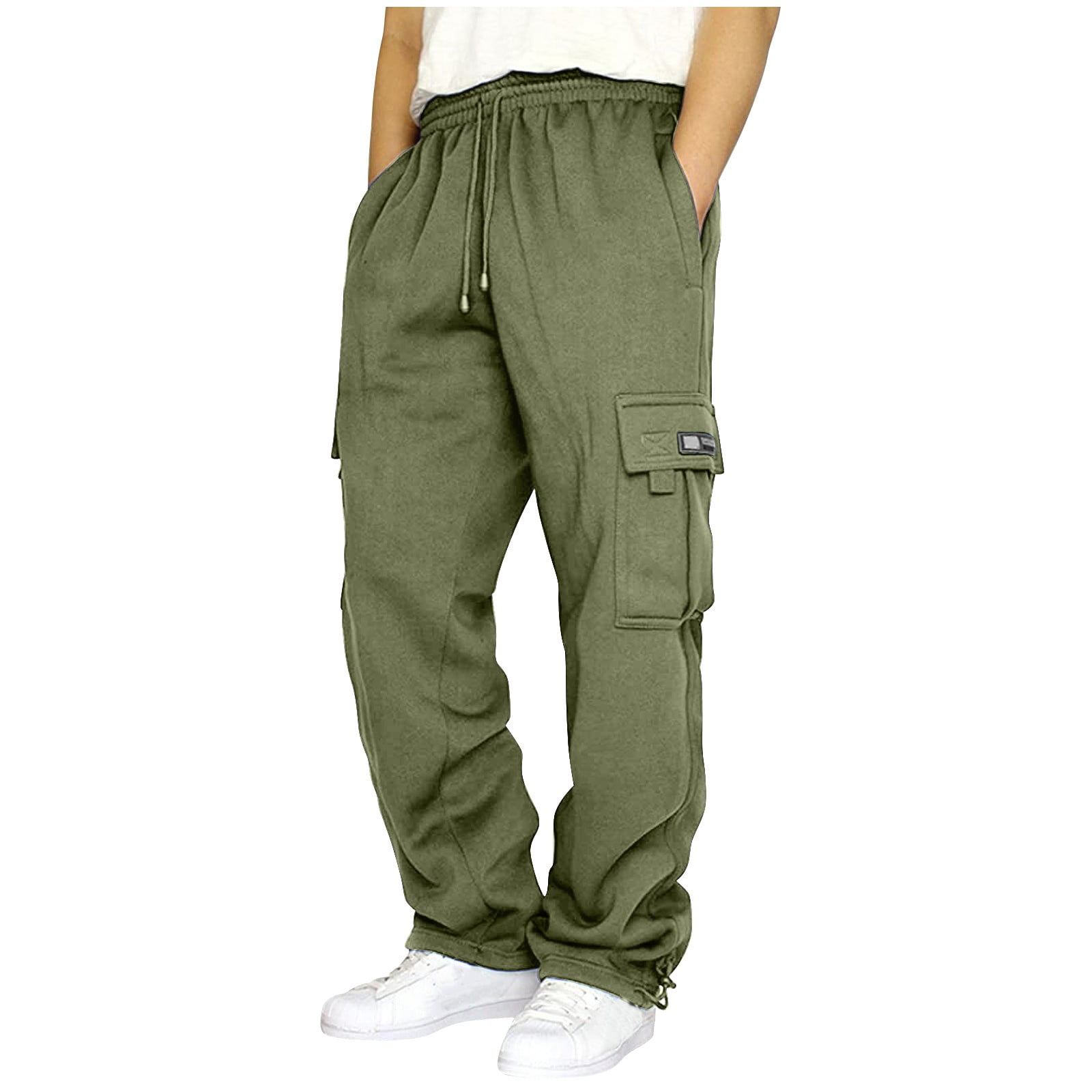 Caqnni Mens Cotton Athletic Pants Open Bottom Running Cargo Pants ...