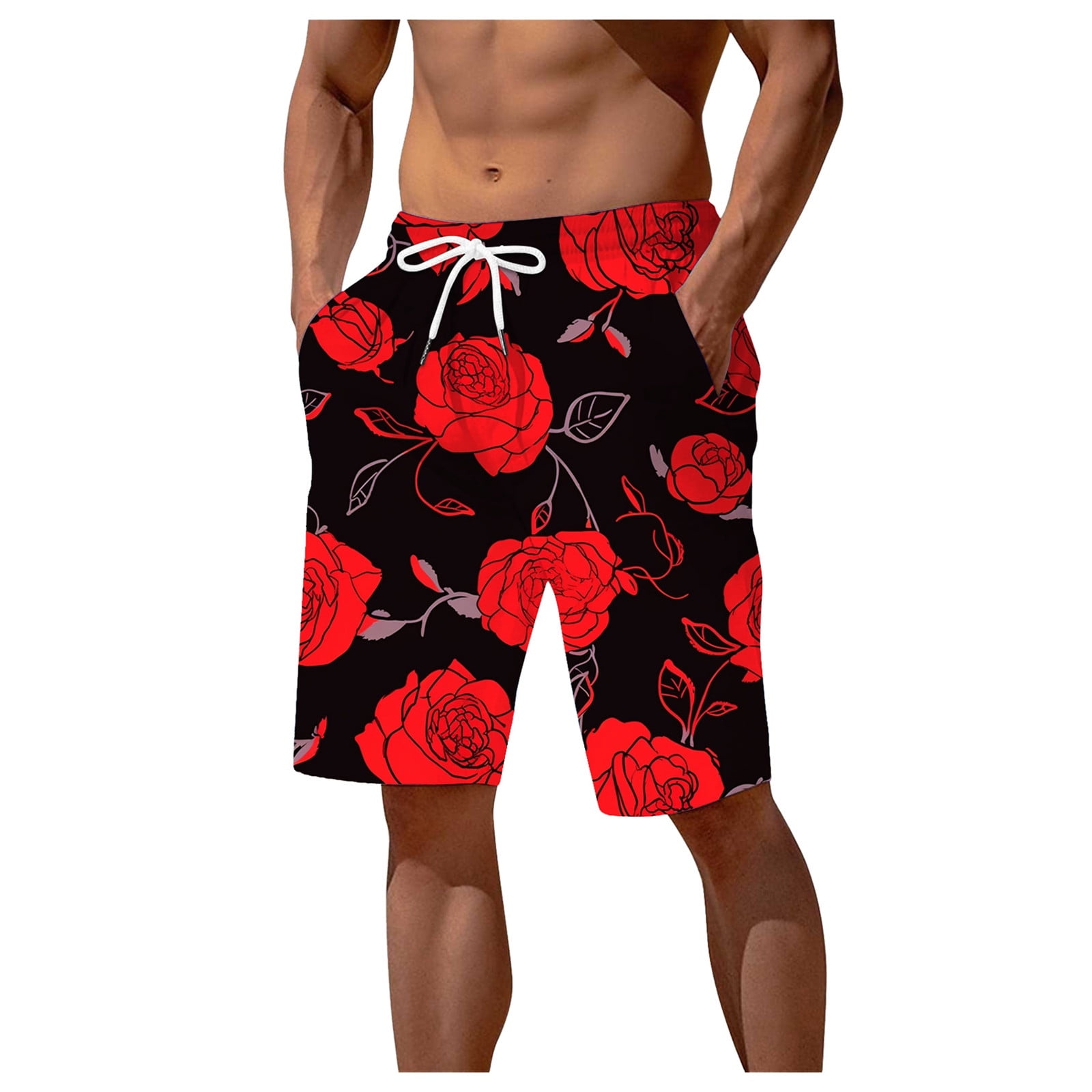 Caqnni Mens Long Swimming Trunks Casual Funny Beach Shorts Quick Dry ...