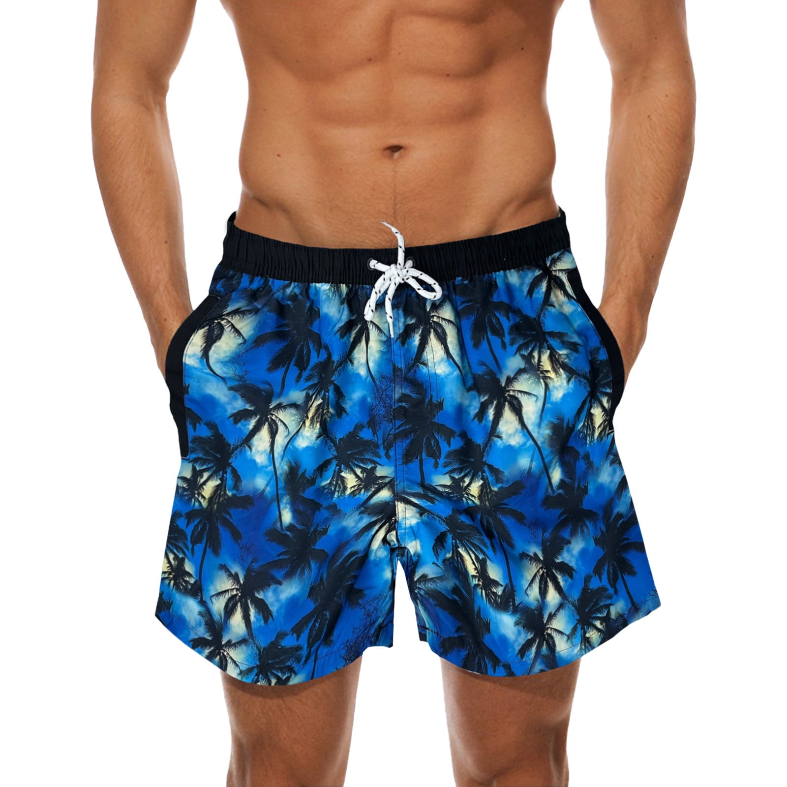 Caqnni Mens Swim Trunks with Compression Liner Stretch Beach Shorts ...